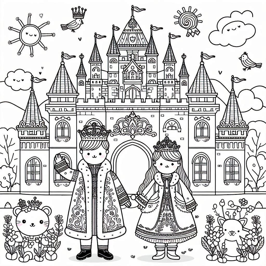 King and Queen, coloring ebook, 61 designs 8 posters, digital product ...