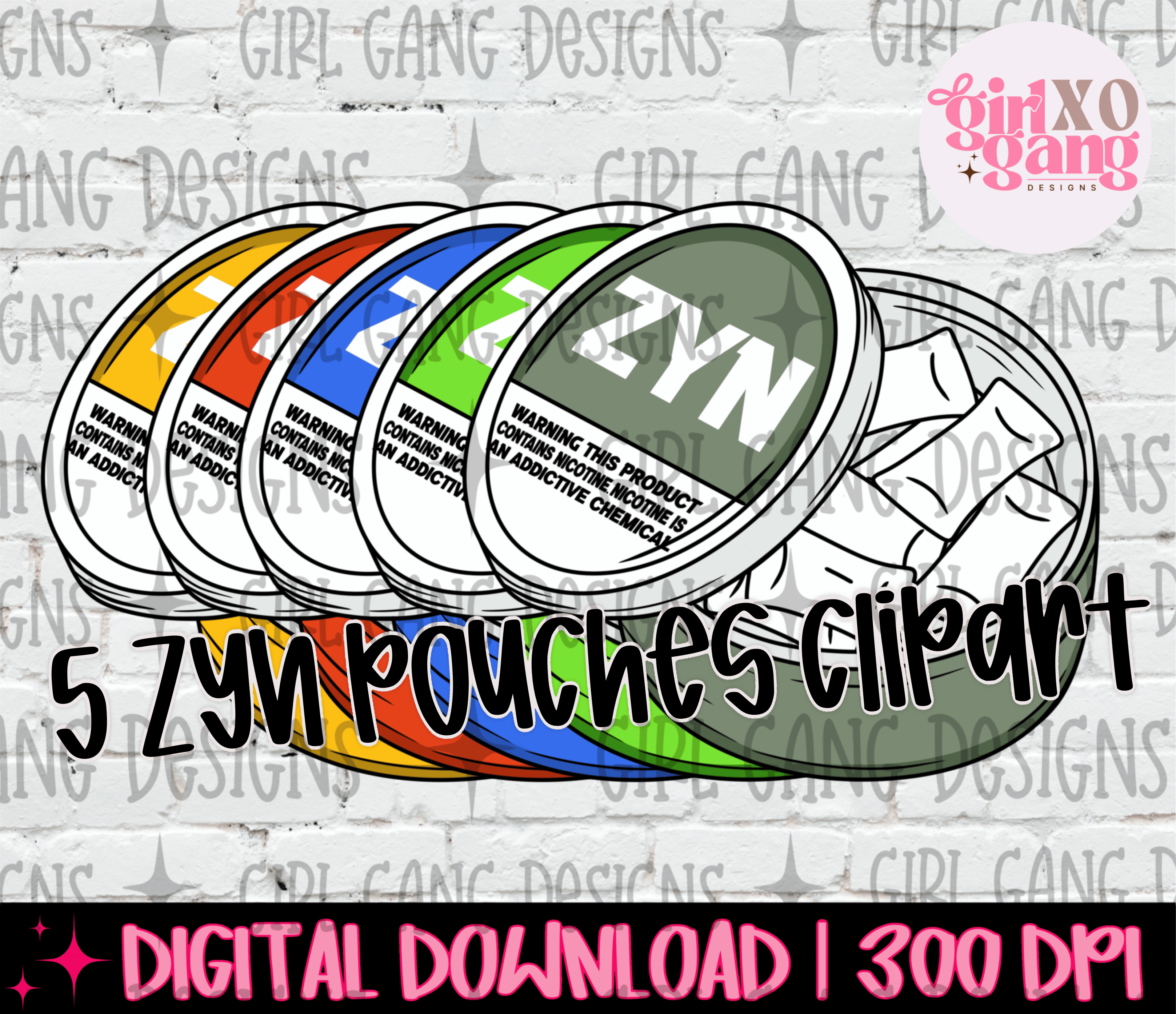 Z pouch clipart bundle 5 hand drawn png files ,nicotine pouch clipart ...