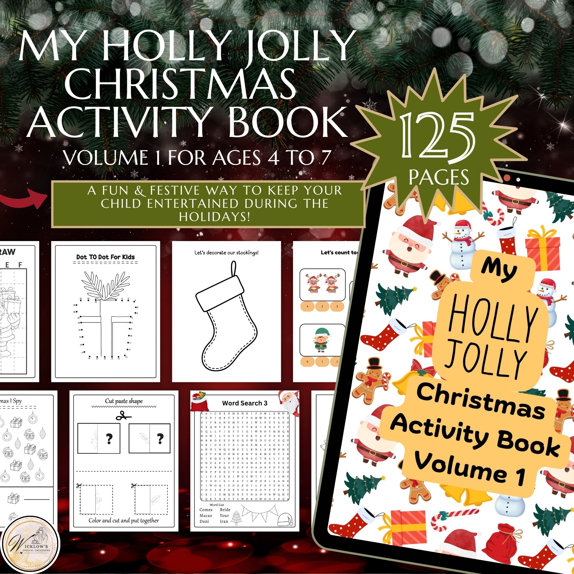 My Holly Jolly Christmas Activity Book - Volume 1 (4-7 yrs old) - Payhip