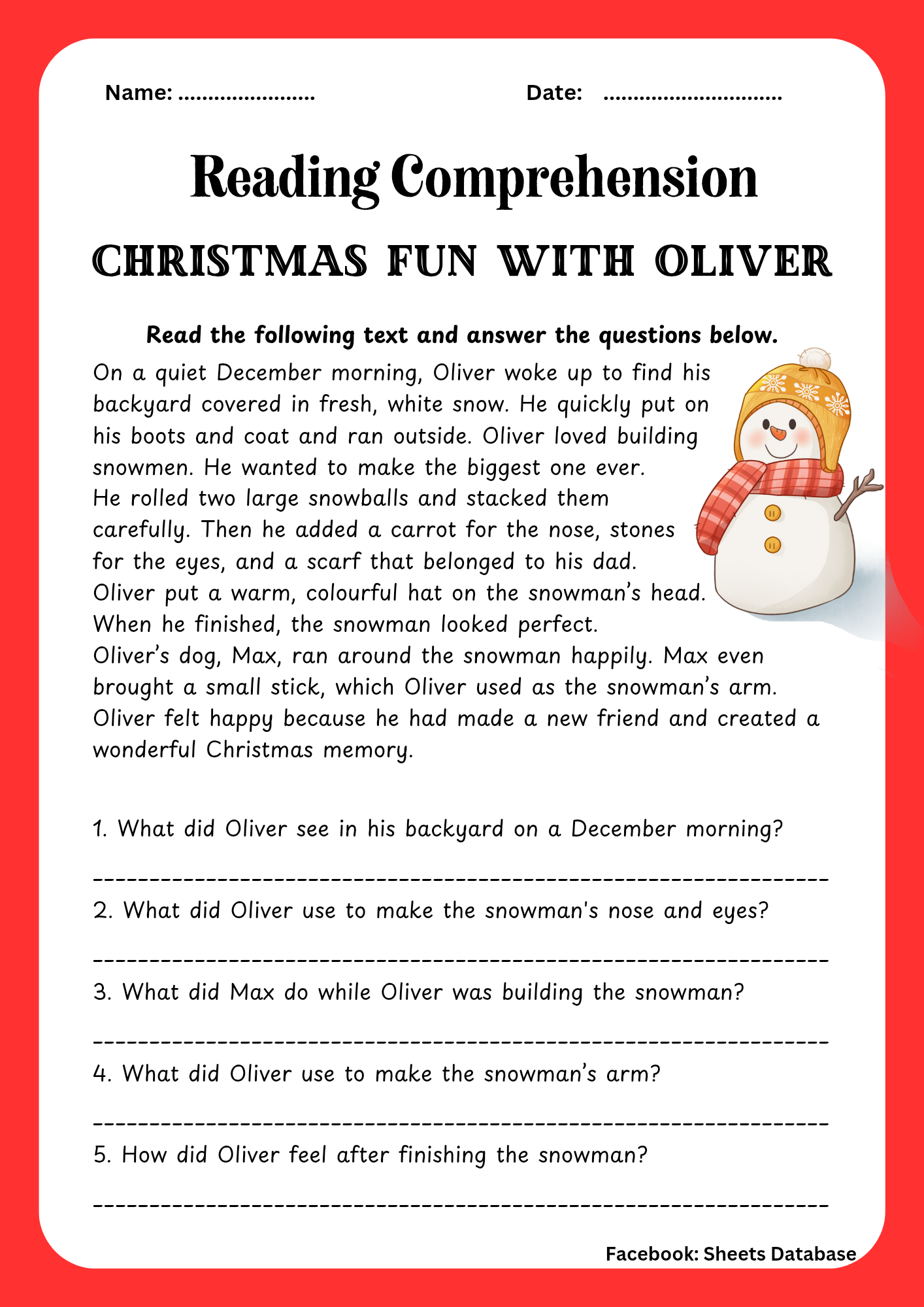 Christmas Reading Comprehension Worksheets - Payhip