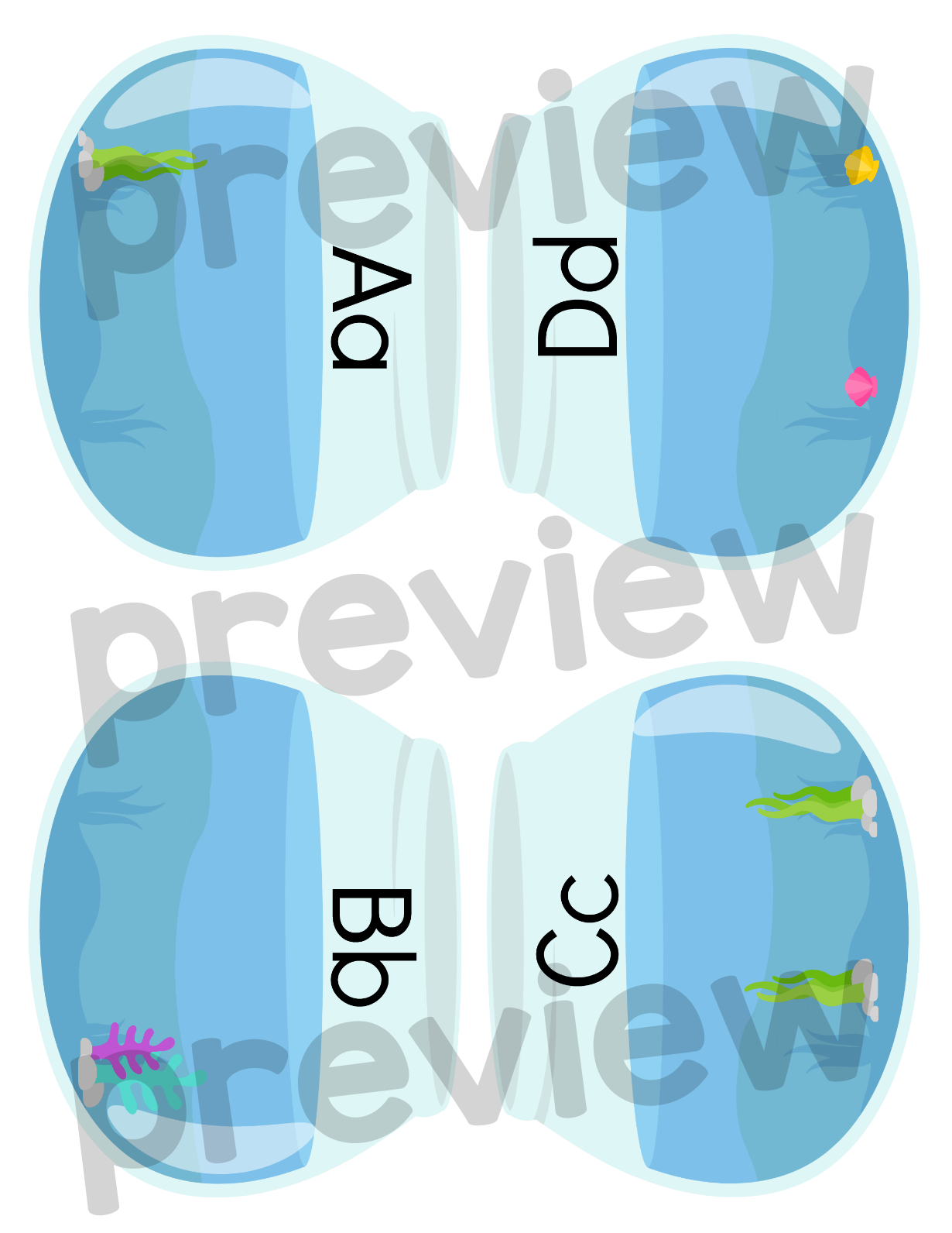 Fish & Fishbowls Upper and Lower Case Letter Match