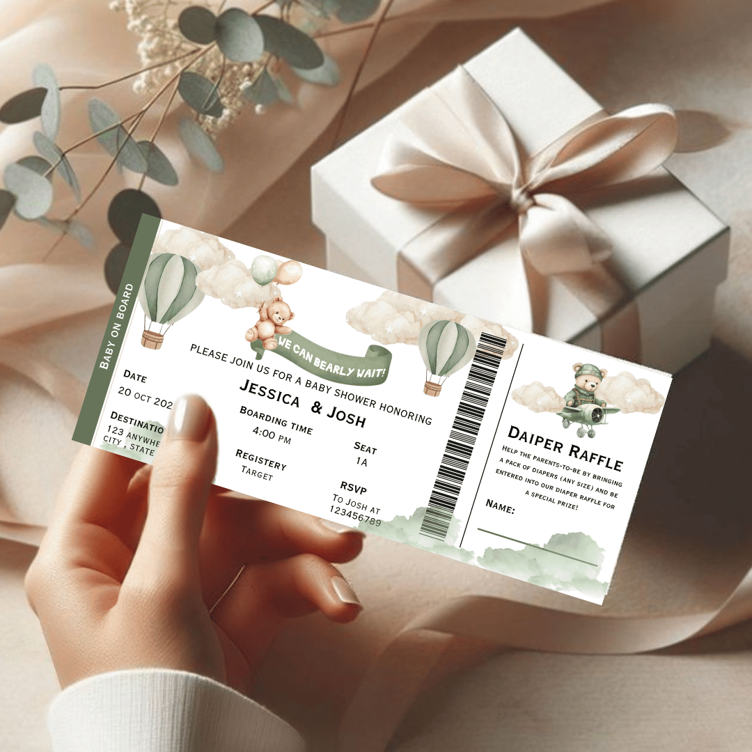 Boarding Pass Baby Shower Invitation: Airplane Theme (Digital Download ...