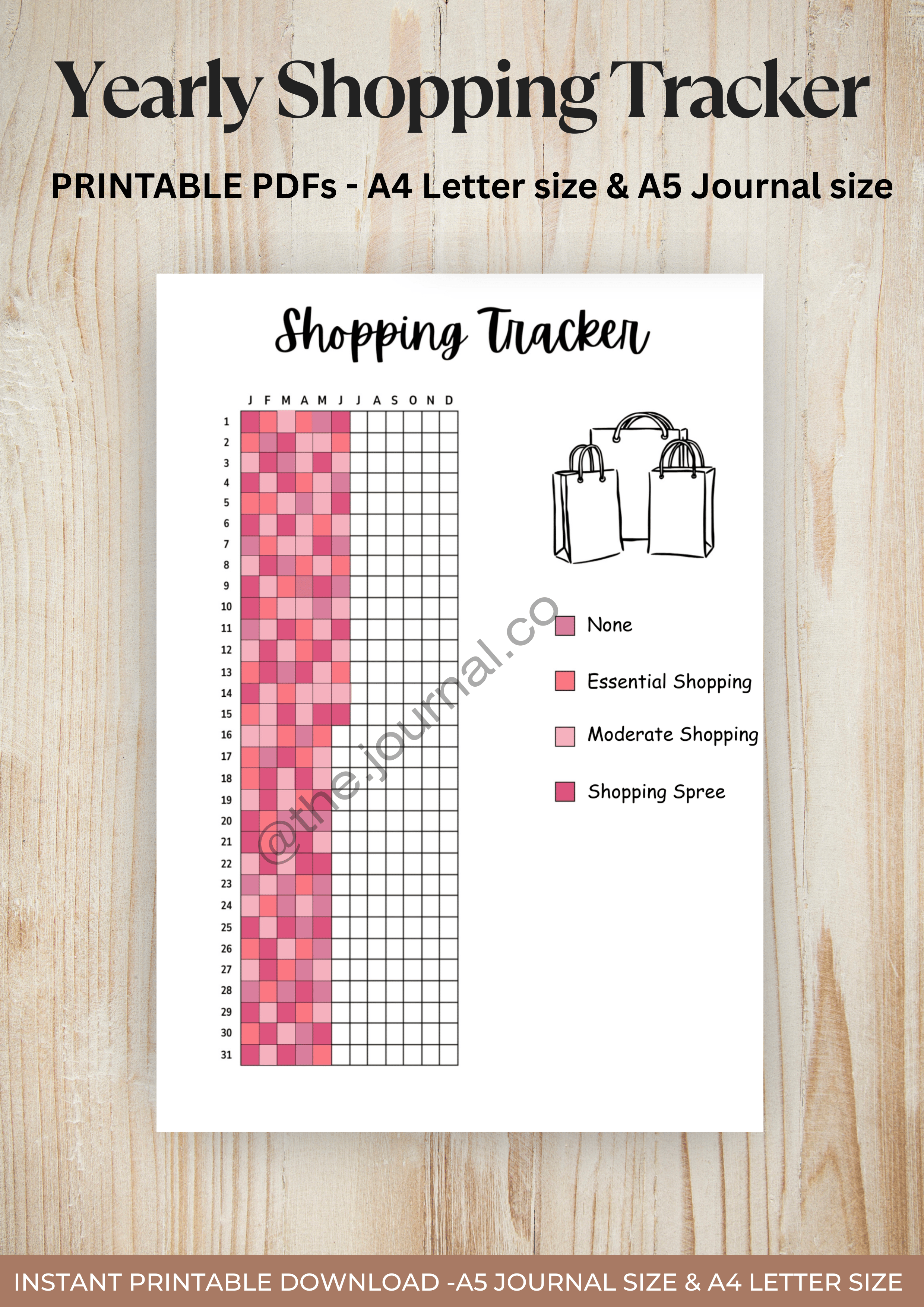 Yearly Shopping Tracker - A4 Letter Size & A5 Journal Size - Payhip