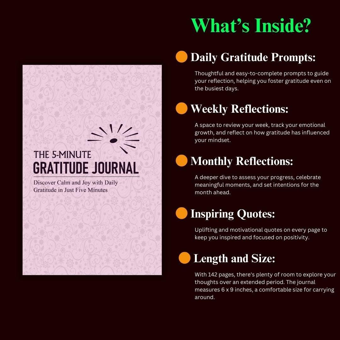 The 5-Minute Gratitude Journal – Printable Daily PDF for Mindfulness ...