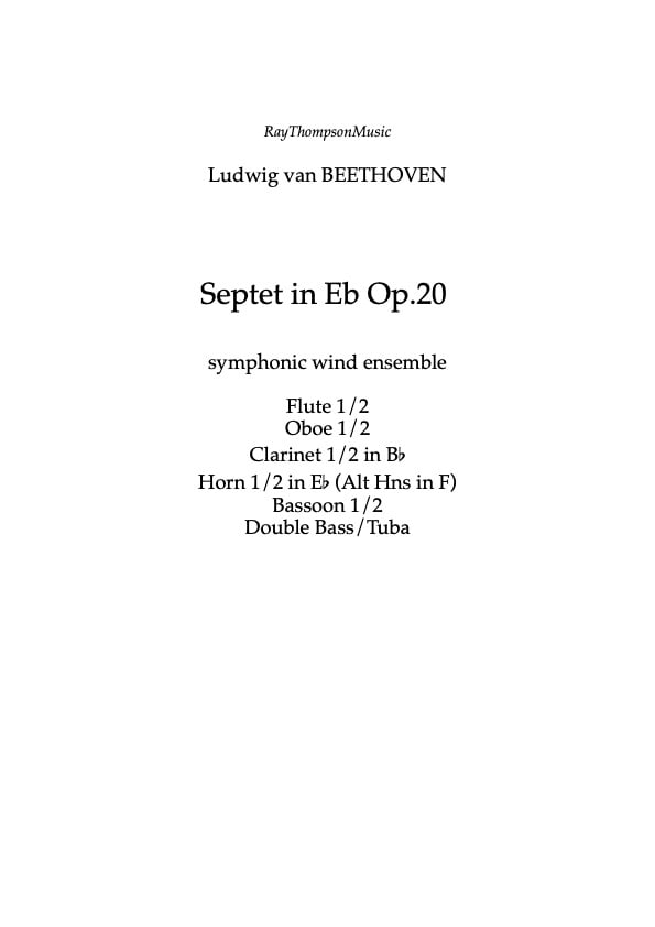 Beethoven: Septet in Eb major Op.20 - symphonic wind dectet