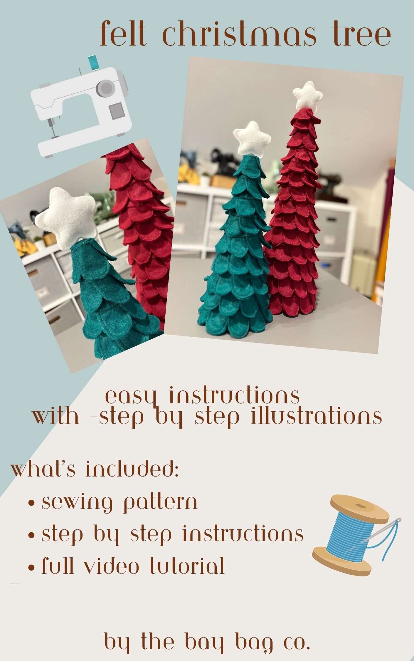 Felt Christmas Tree Pattern Stuffed Star Topper
