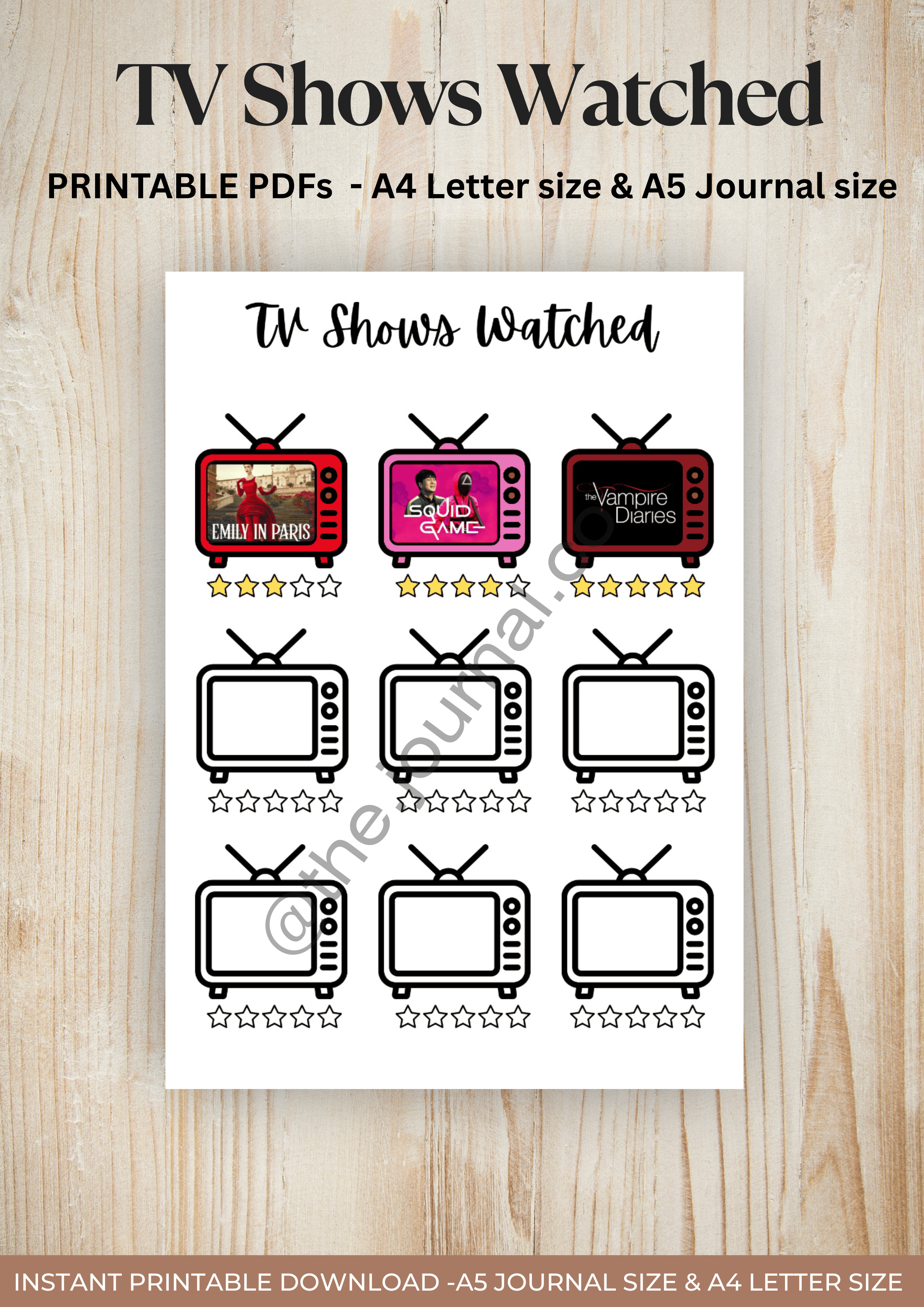 TV Shows Watched - A4 Letter Size & A5 Journal Size - Payhip