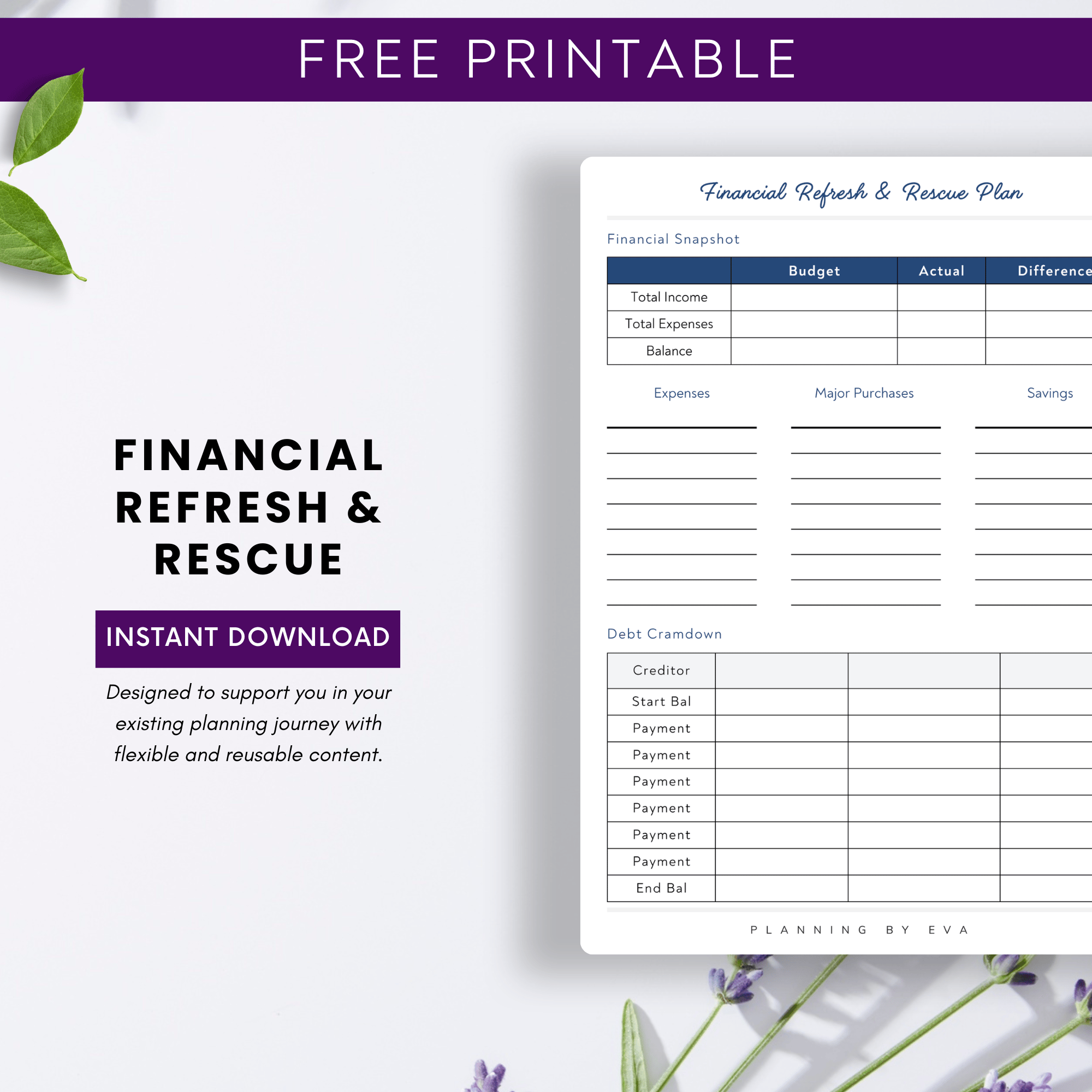 Financial Refresh & Rescue Planning Worksheet