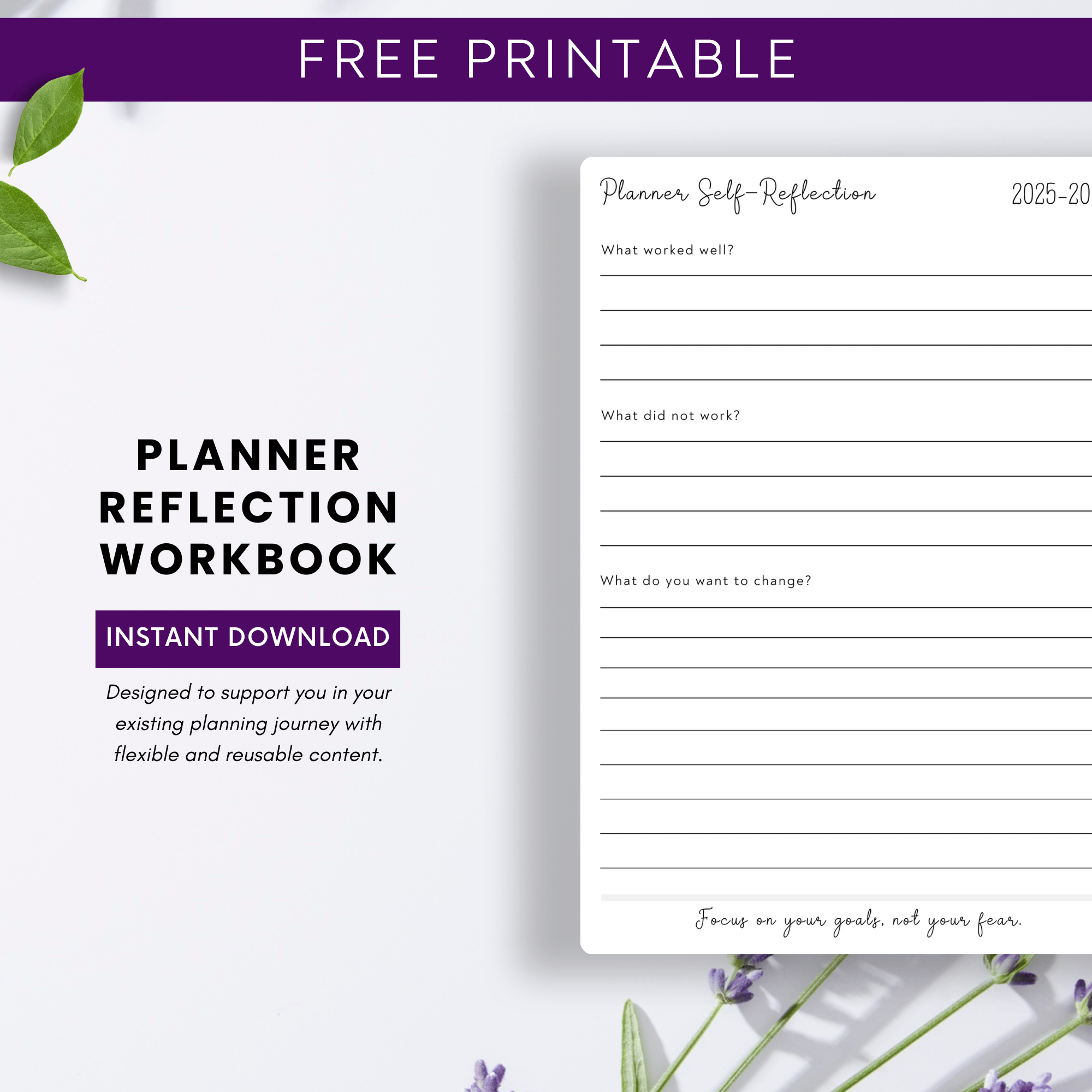 2025 Planner Reflection Insert Workbook