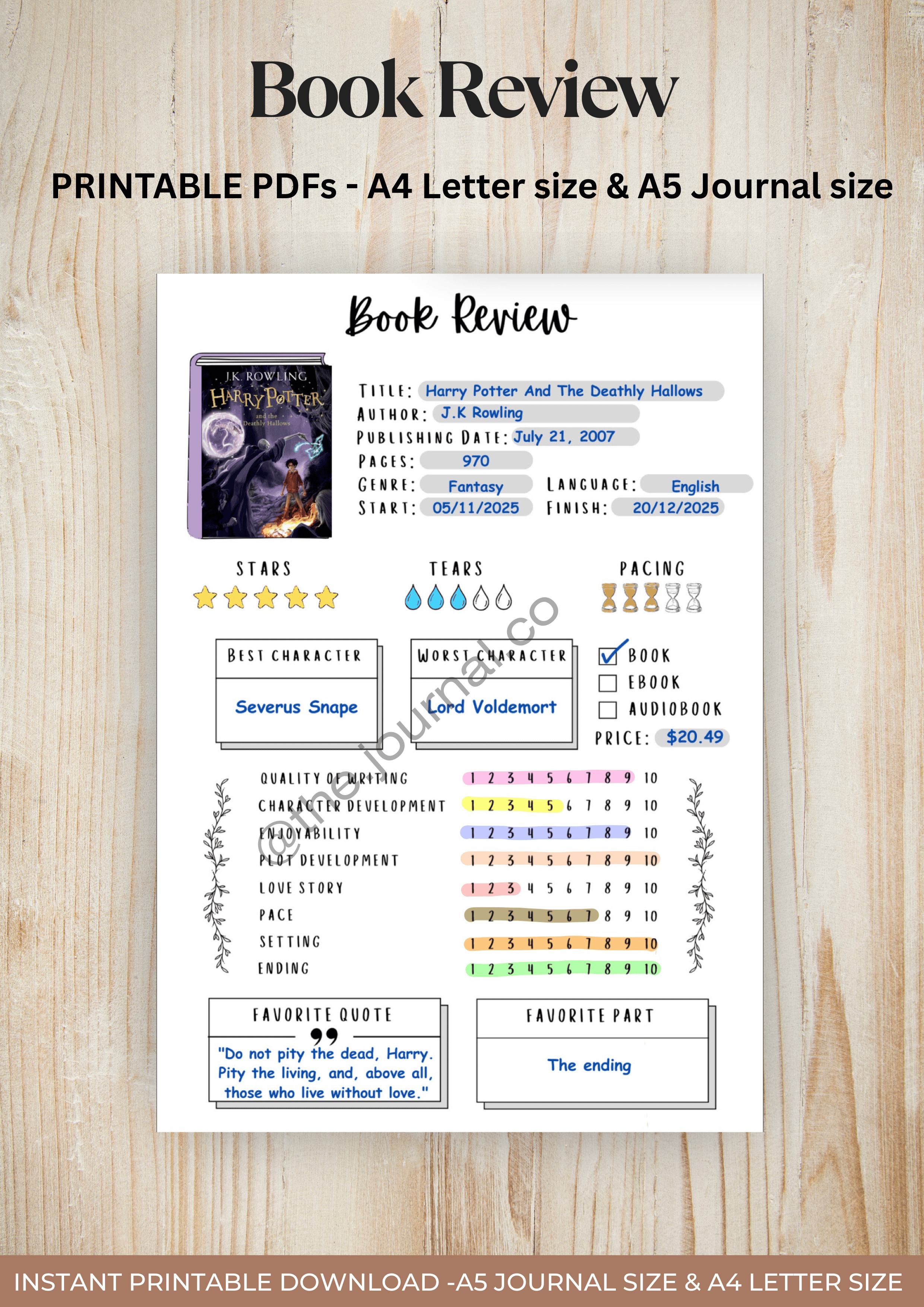 Book Review- A4 Letter Size & A5 Journal Size - Payhip