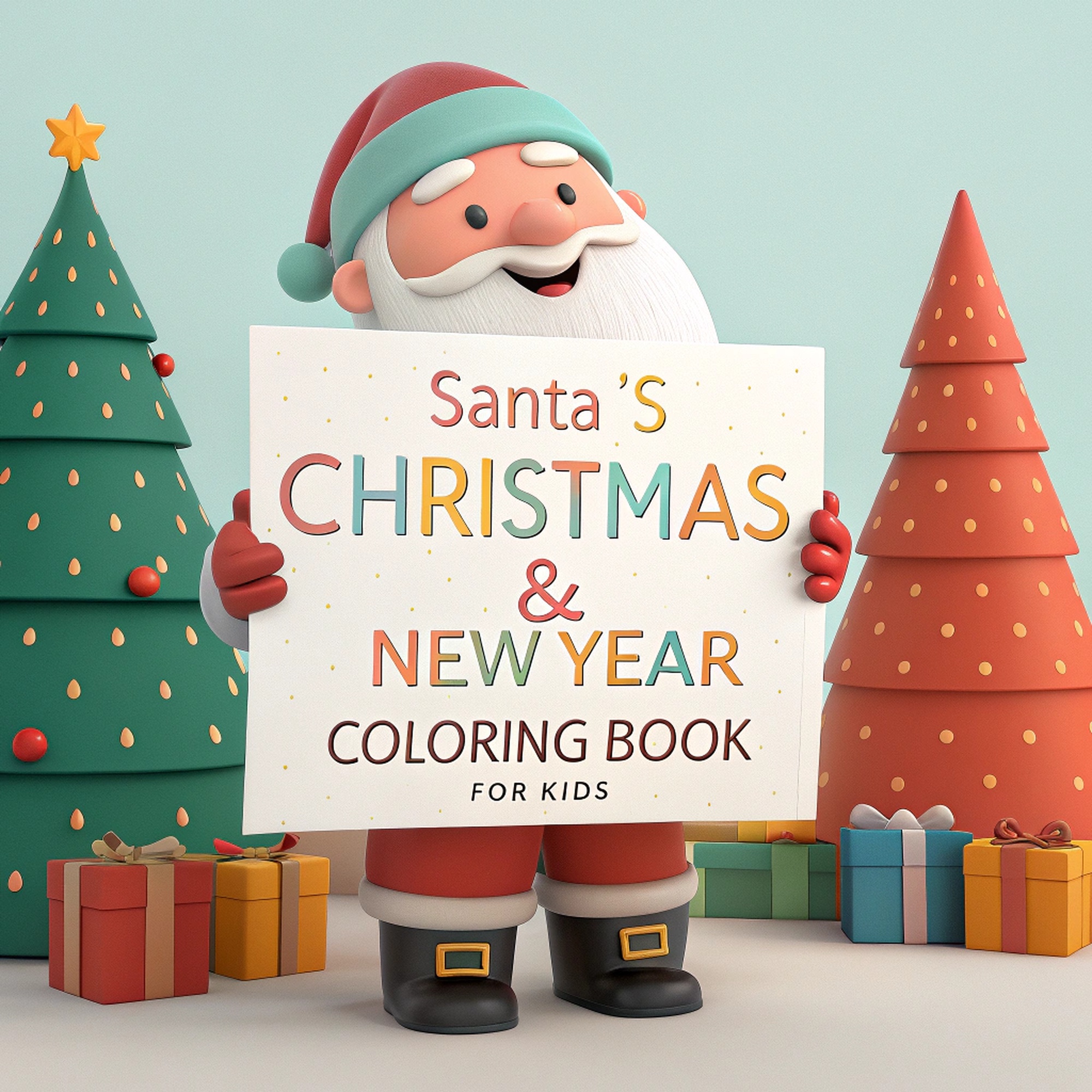 Santa’s Christmas & New Year Coloring Book for Kids: Fun Holiday Scenes ...