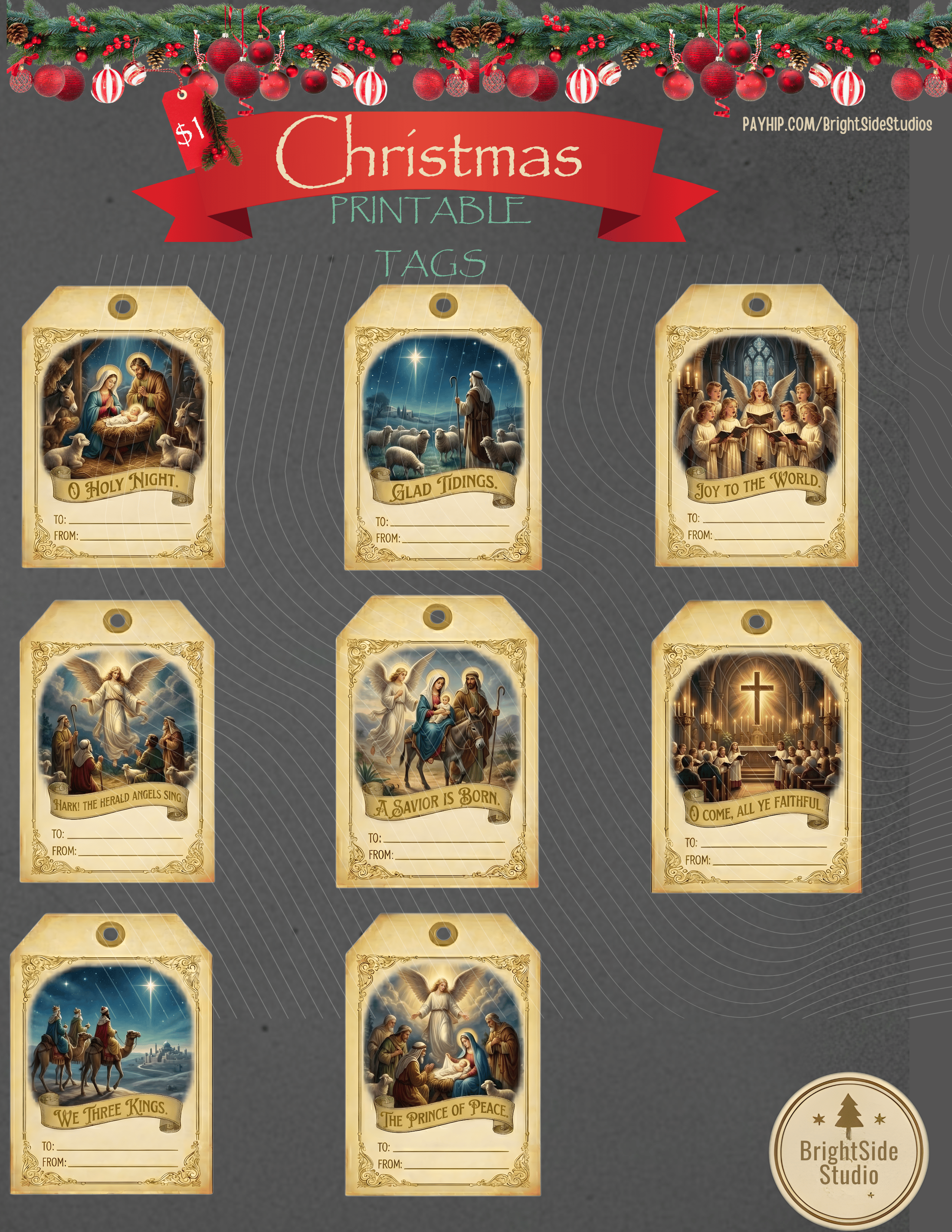Vintage Christian Christmas Gift Tags – Nativity • Angels • Hymns ...