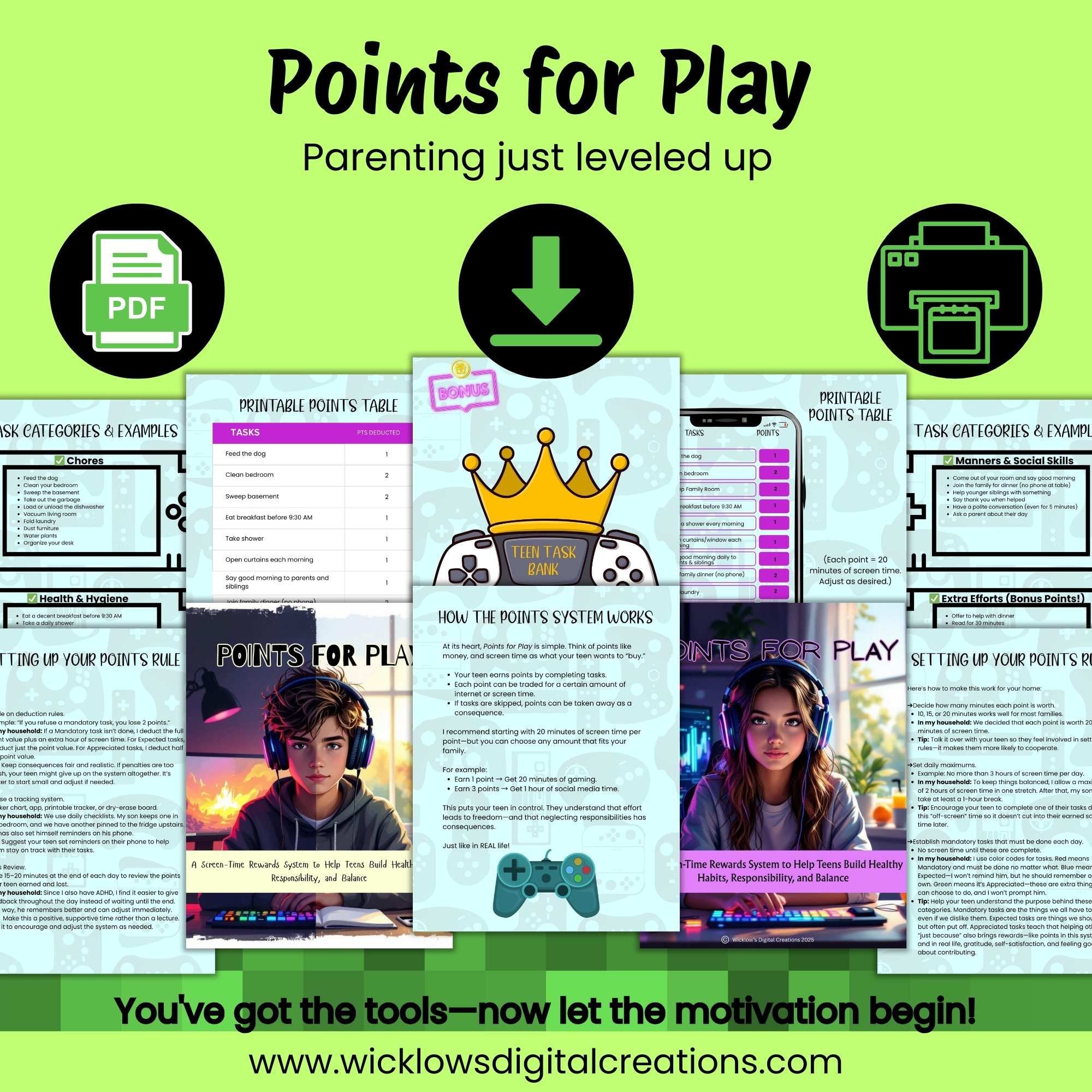 🎯 Points for Play: A Printable Screen Time Reward System for Teens - Payhip
