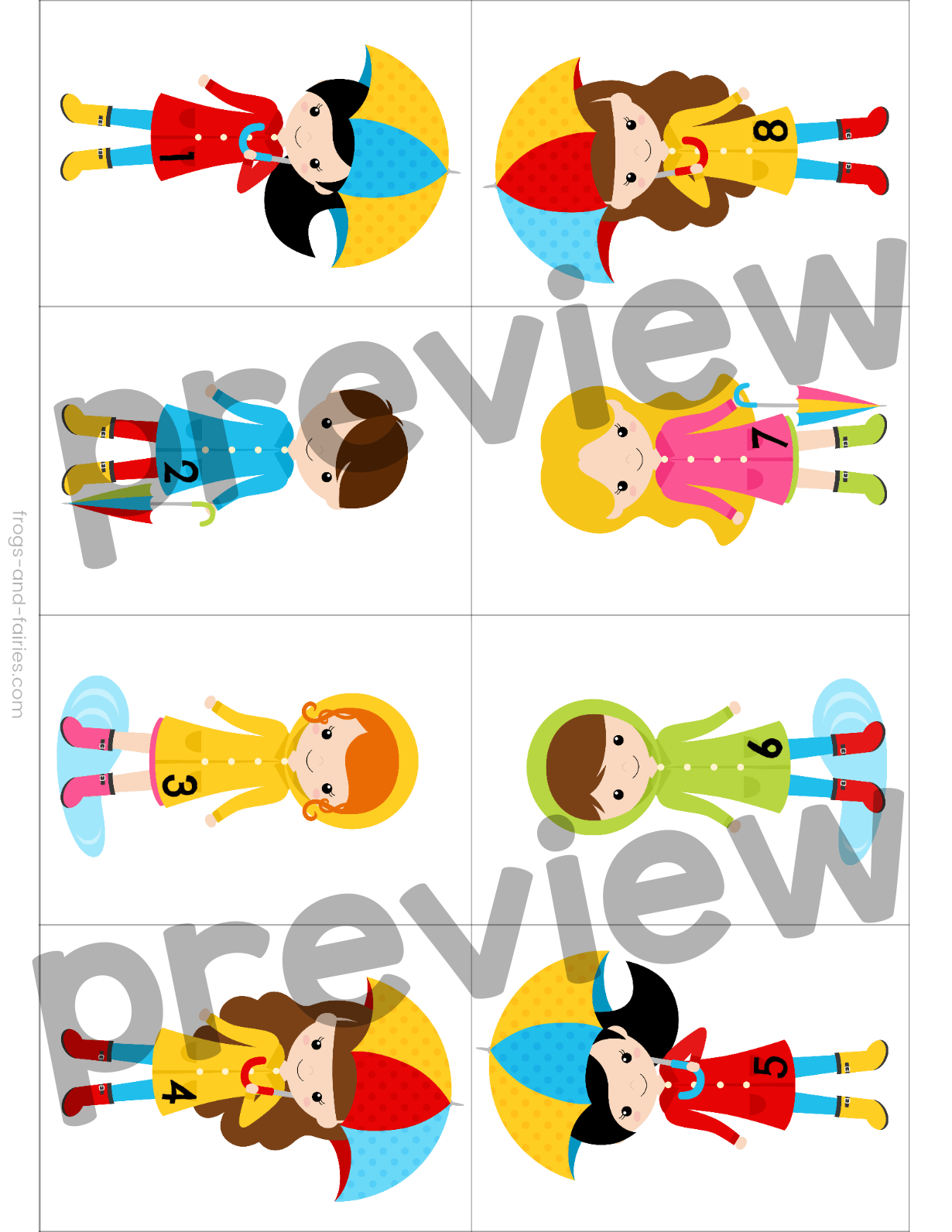 Rainy Day Number Matching Game – Fun Printable Activity for Number ...