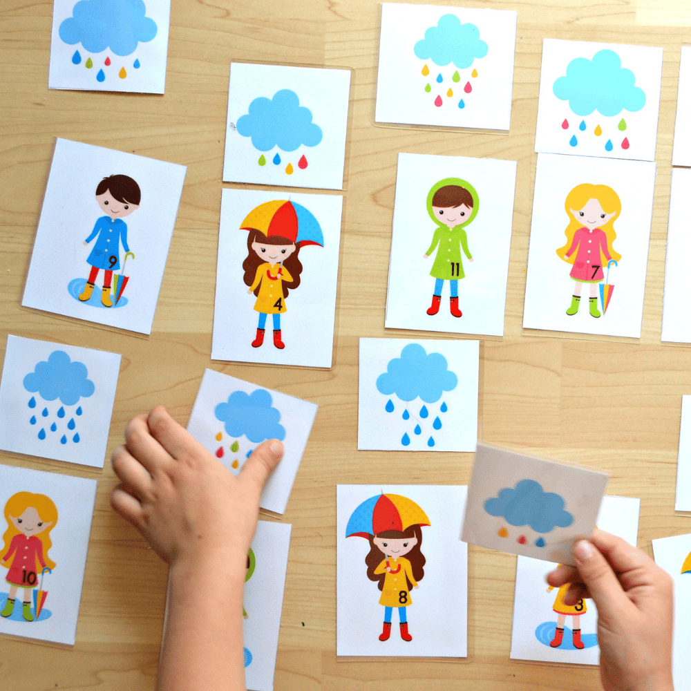 Rainy Day Number Matching Game – Fun Printable Activity for Number ...