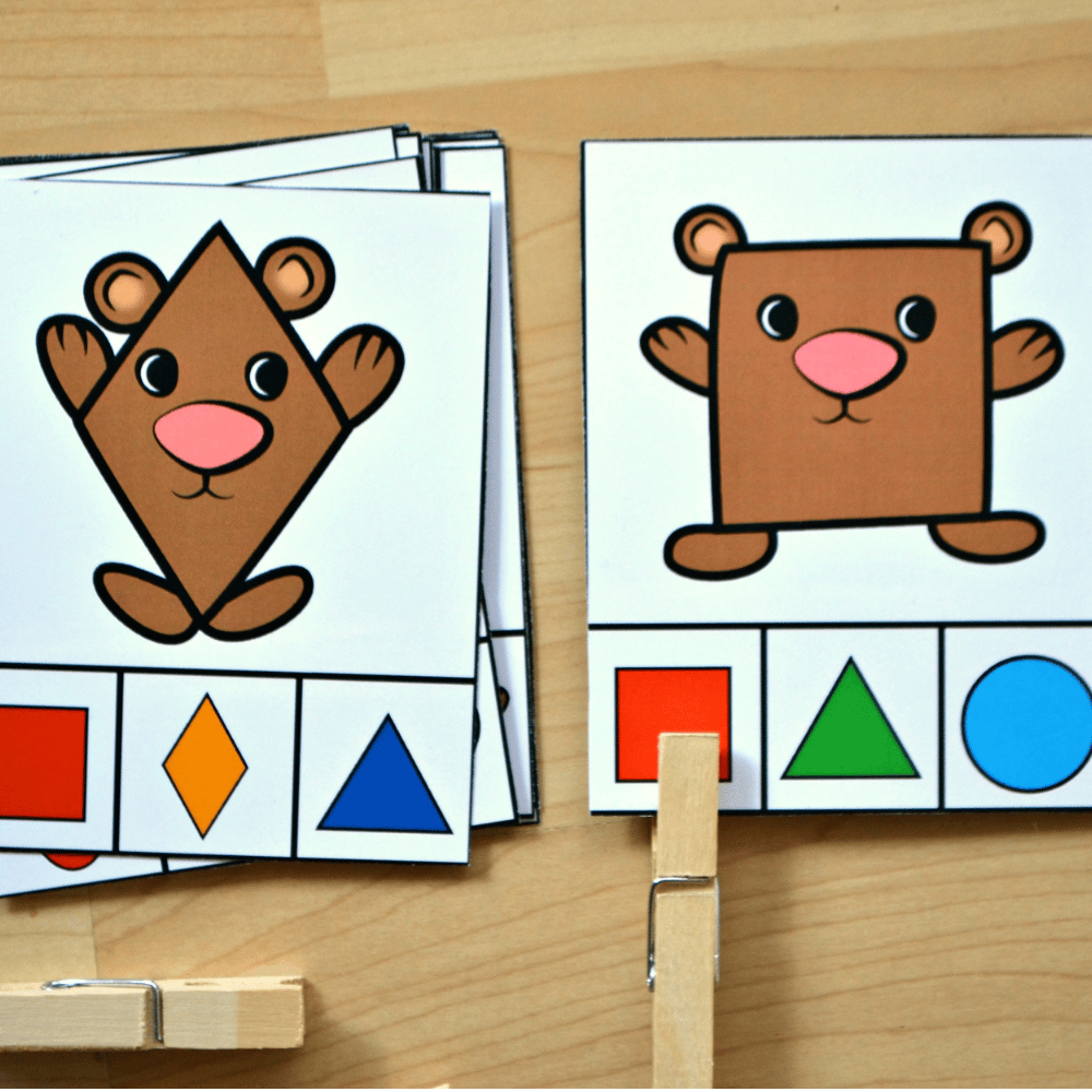 Bear Shape Match Clip Cards