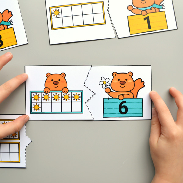 Groundhog Day Ten Frame Number Puzzles