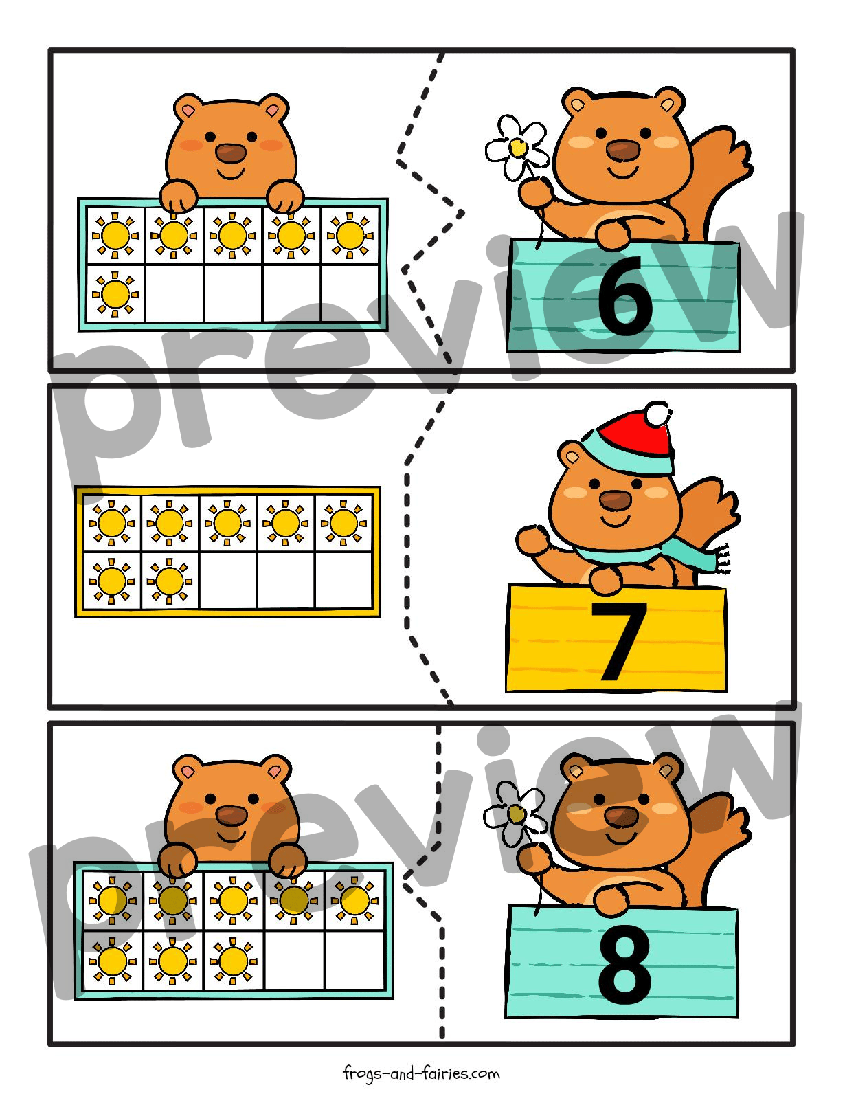 Groundhog Day Ten Frame Number Puzzles