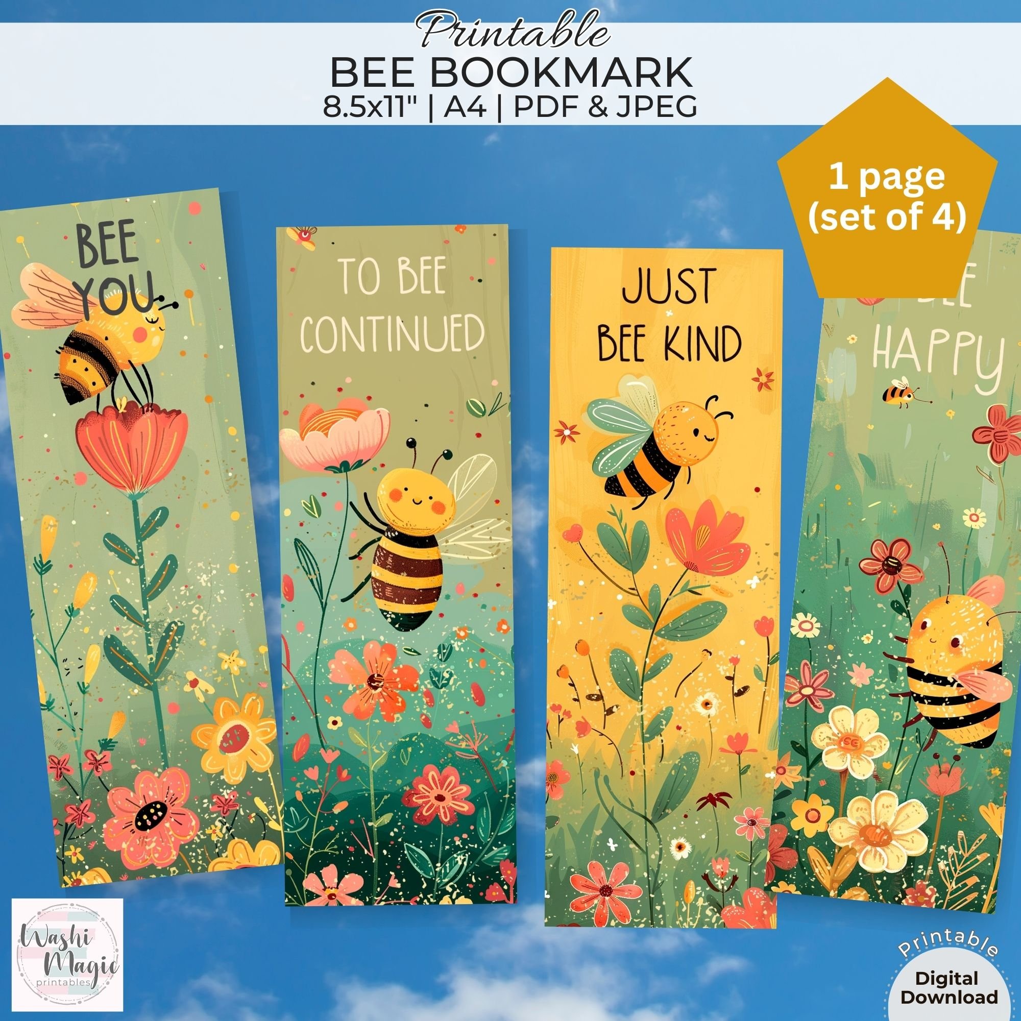All About Bees Printable Bookmark Set Encouraging Quotes - Payhip