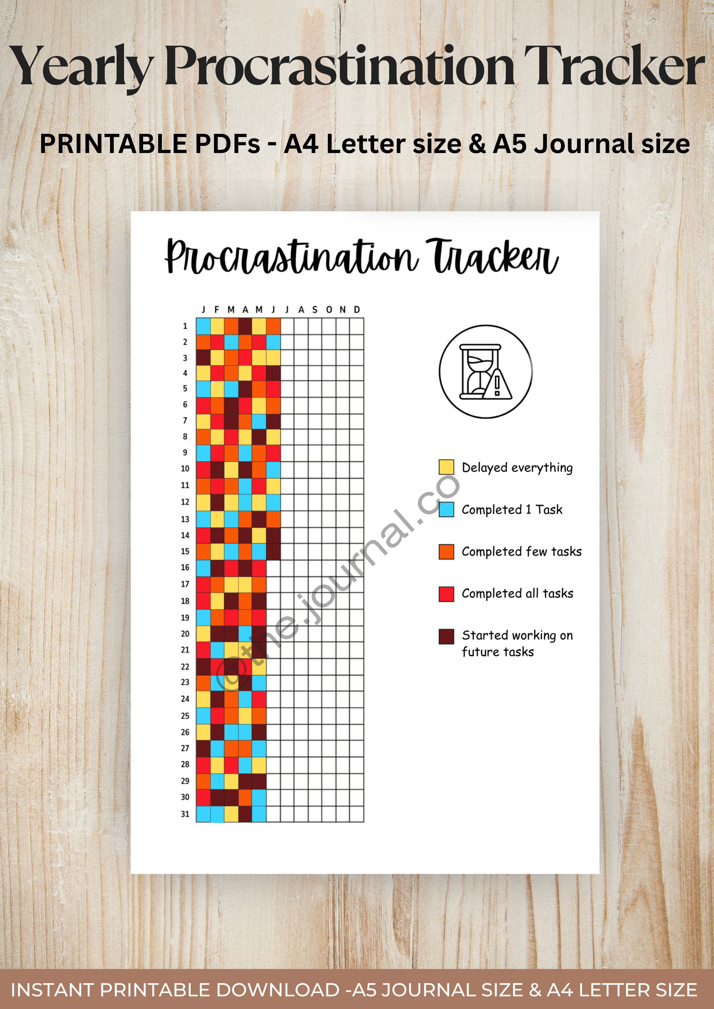 Yearly Procrastination Tracker - A4 Letter Size & A5 Journal Size - Payhip