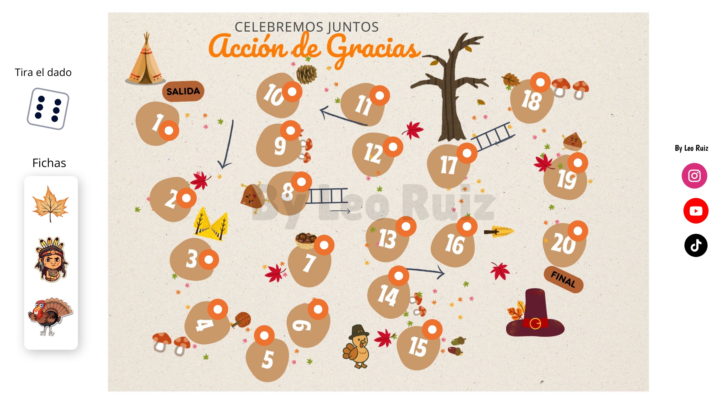 Tablero interactivo de Acción de Gracias - Payhip