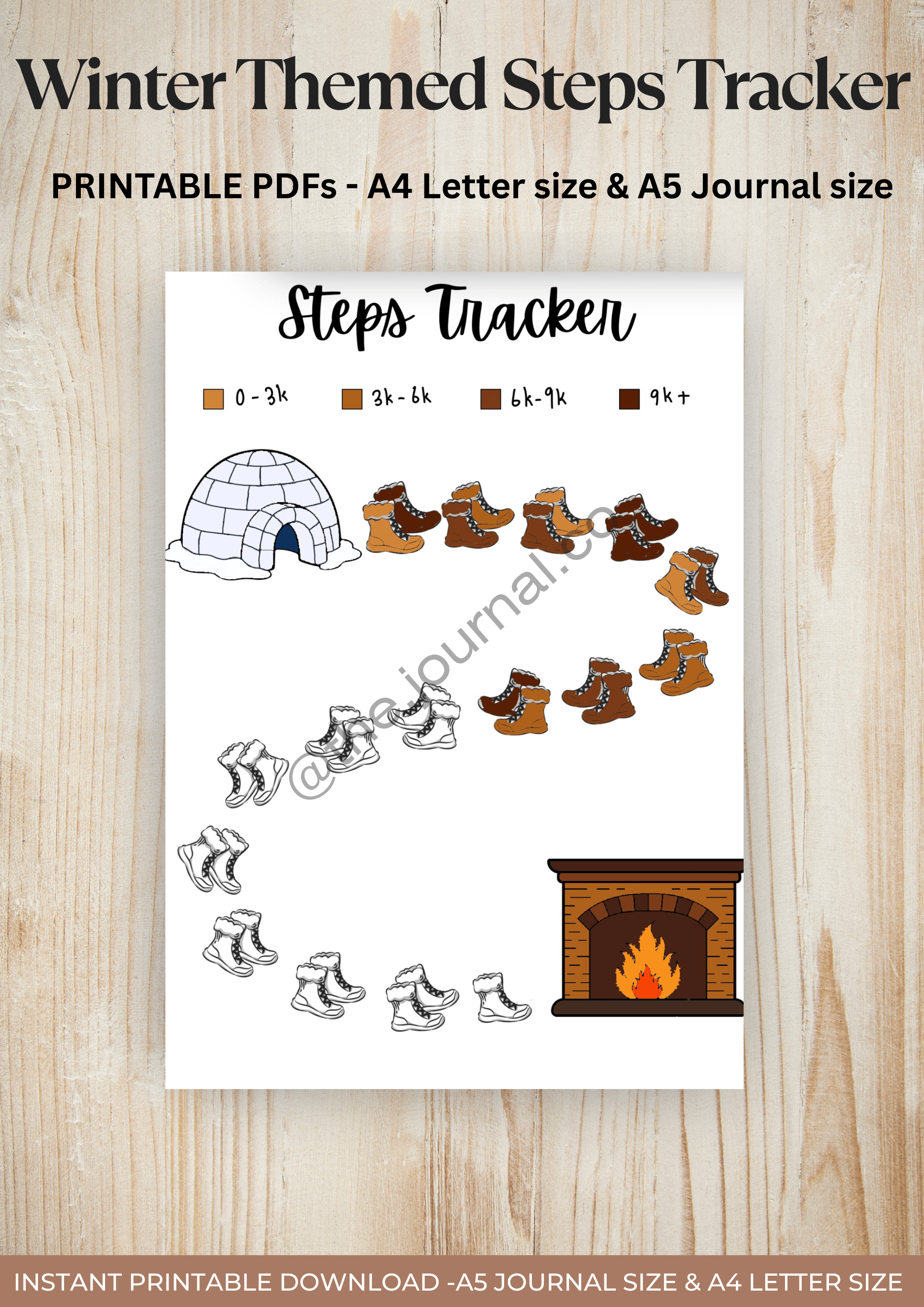 Winter-Themed Steps Tracker - A4 Letter Size & A5 Journal Size - Payhip