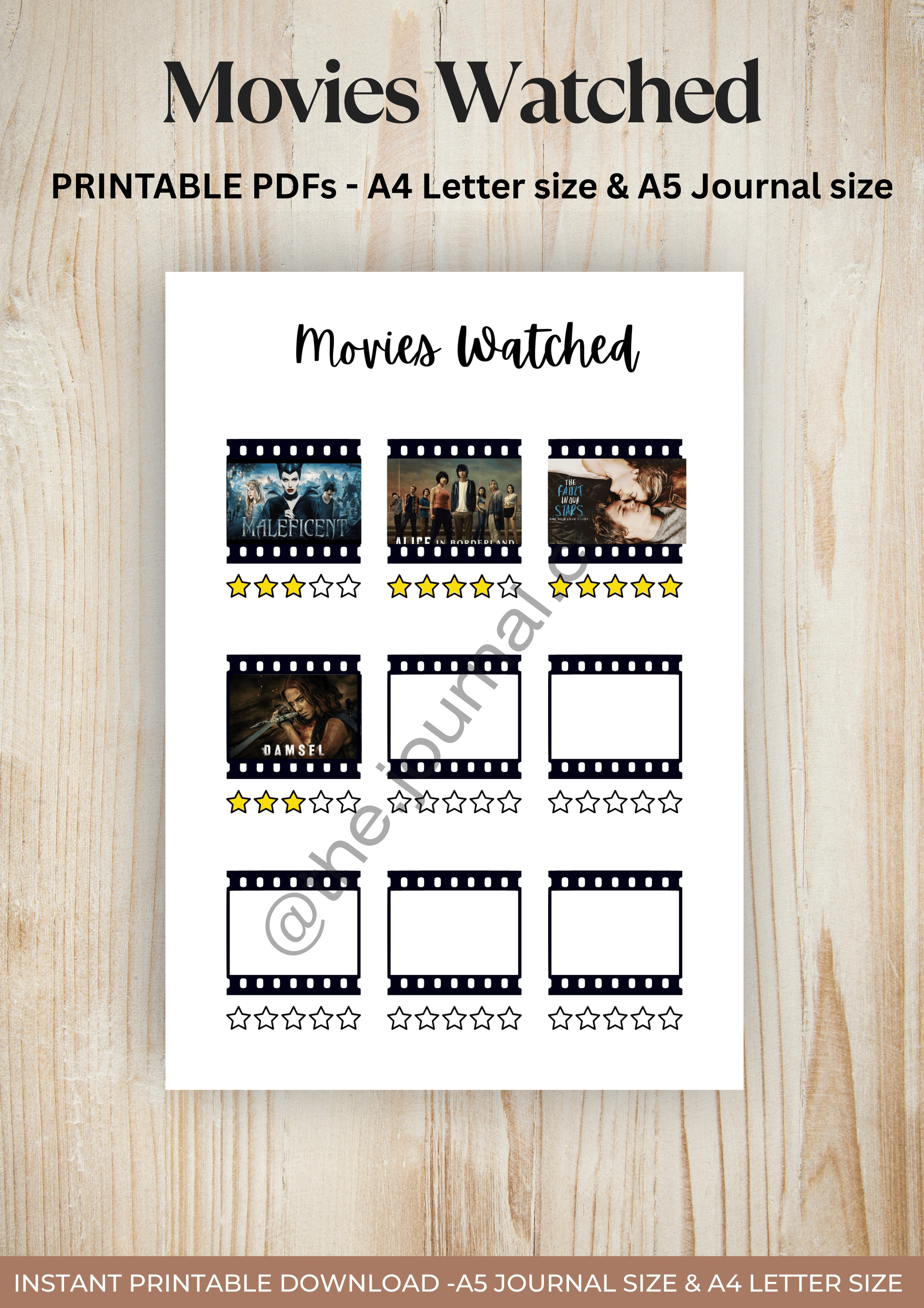 Movies Watched - A4 Letter Size & A5 Journal Size - Payhip