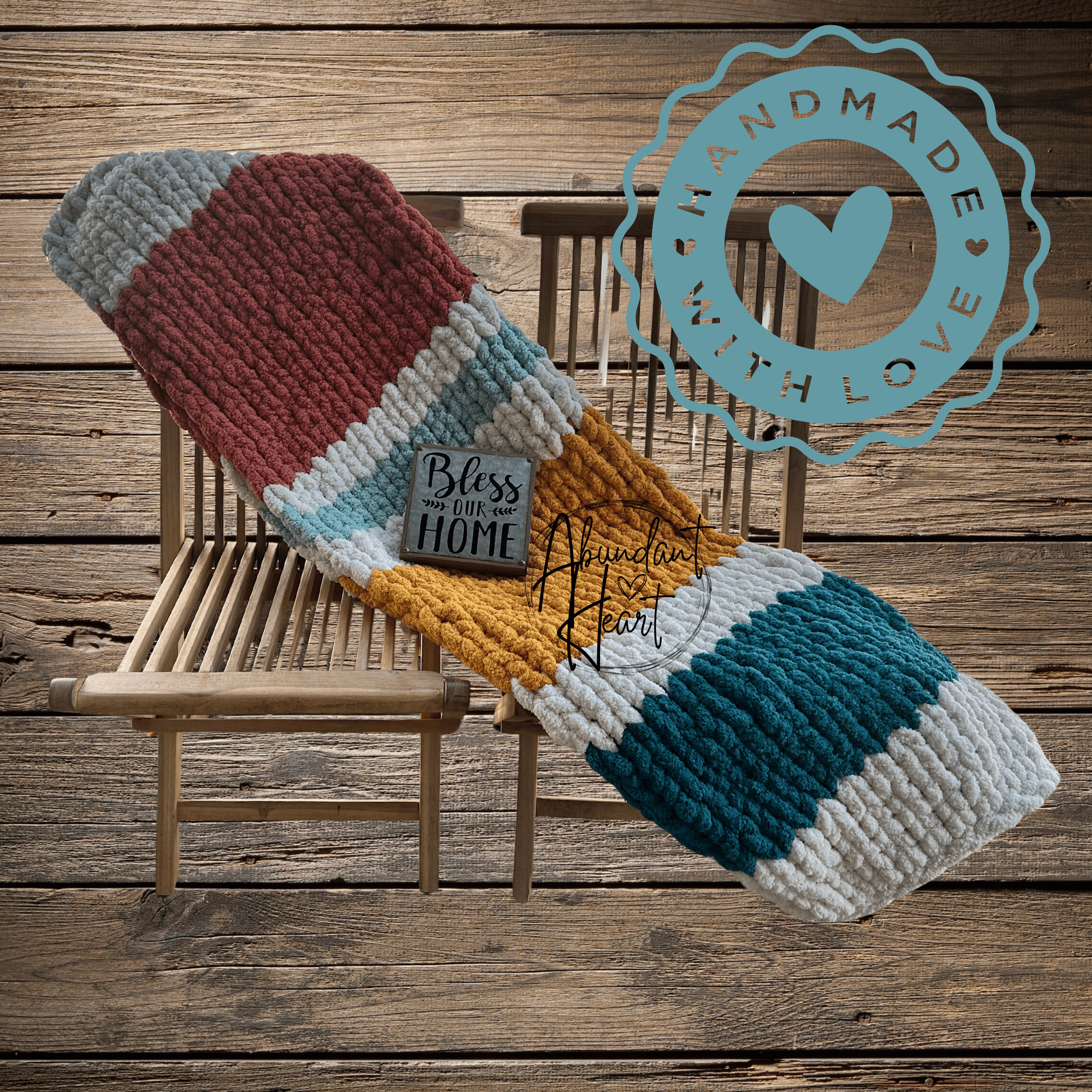 Cozy Color Block Chunky Yarn Blanket - Payhip