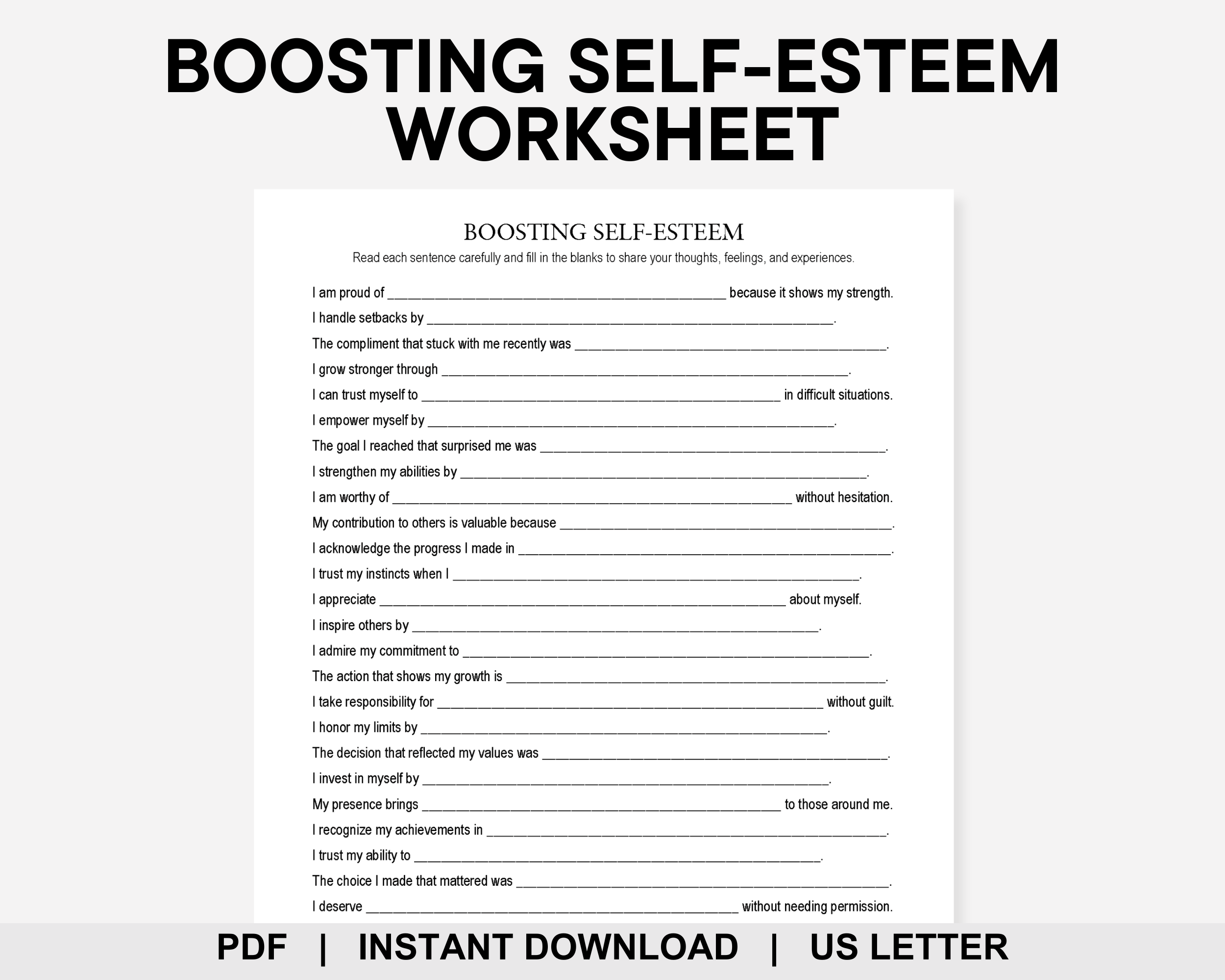 Boosting Self Esteem Worksheet, Confidence Building, Inner Critic ...