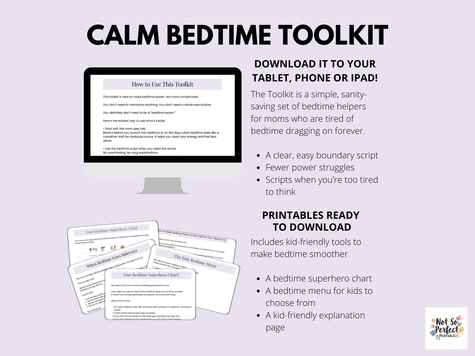 Calm Bedtime Toolkit – Kids Bedtime Routine Printable Set for Stress ...