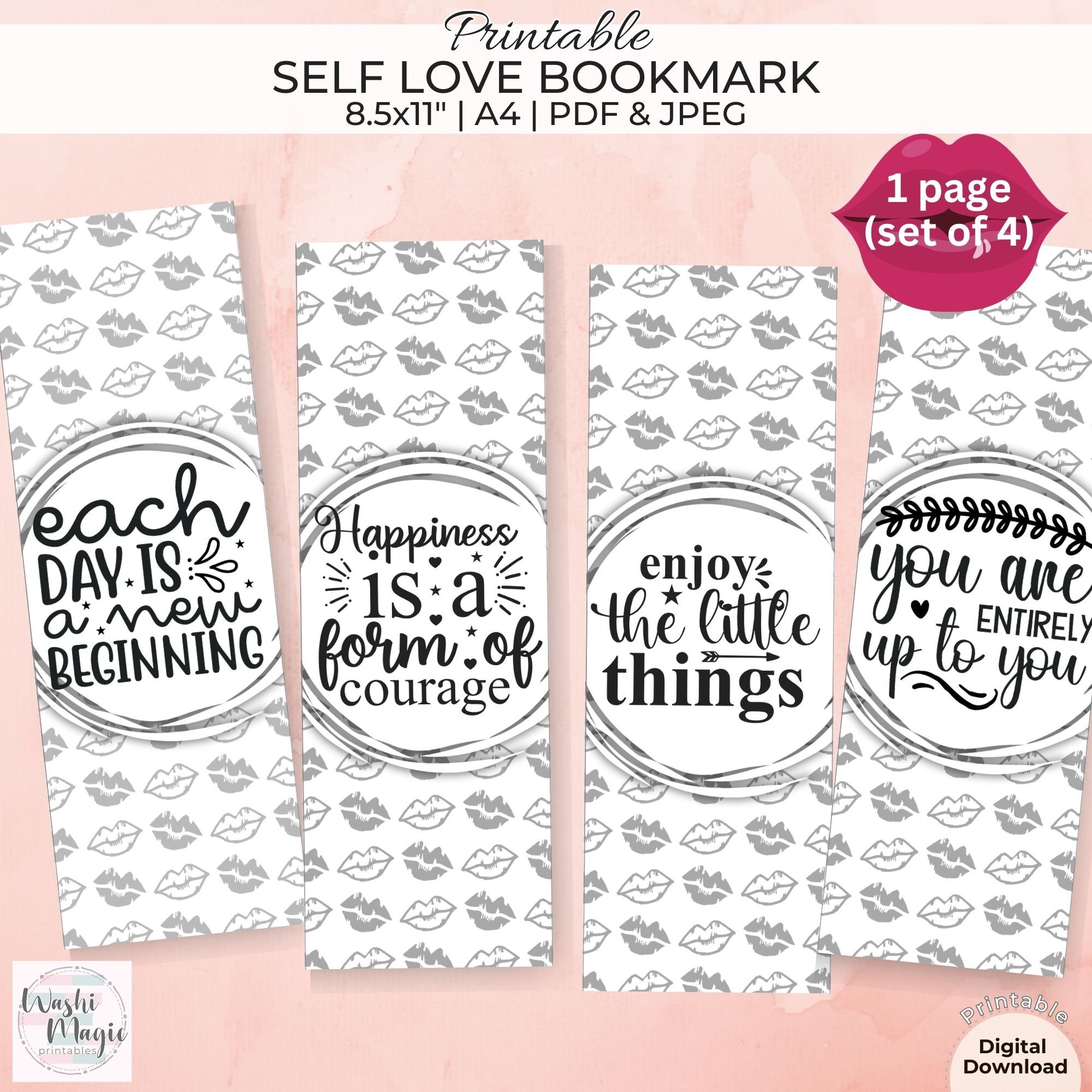 Self Care Quotes Bookmark Set Printable Simple DIY Project - Payhip