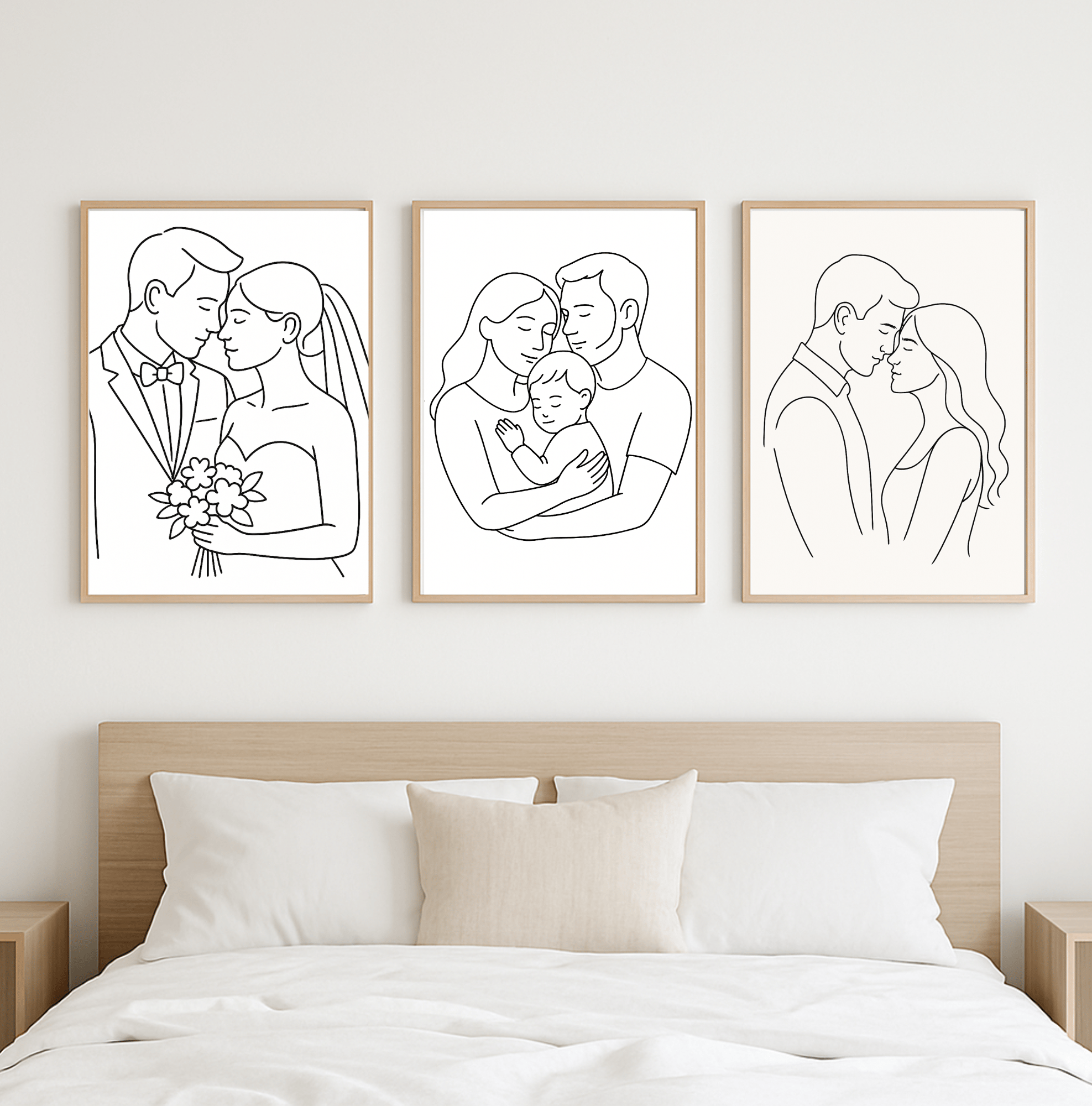 Abstract Couple Line Art Set of 3|Modern Love Wall Art| Minimalist ...