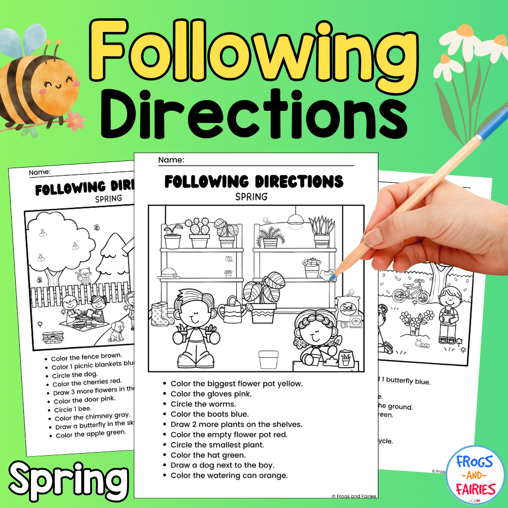 Spring Following Directions Worksheets – Listening and Reading ...