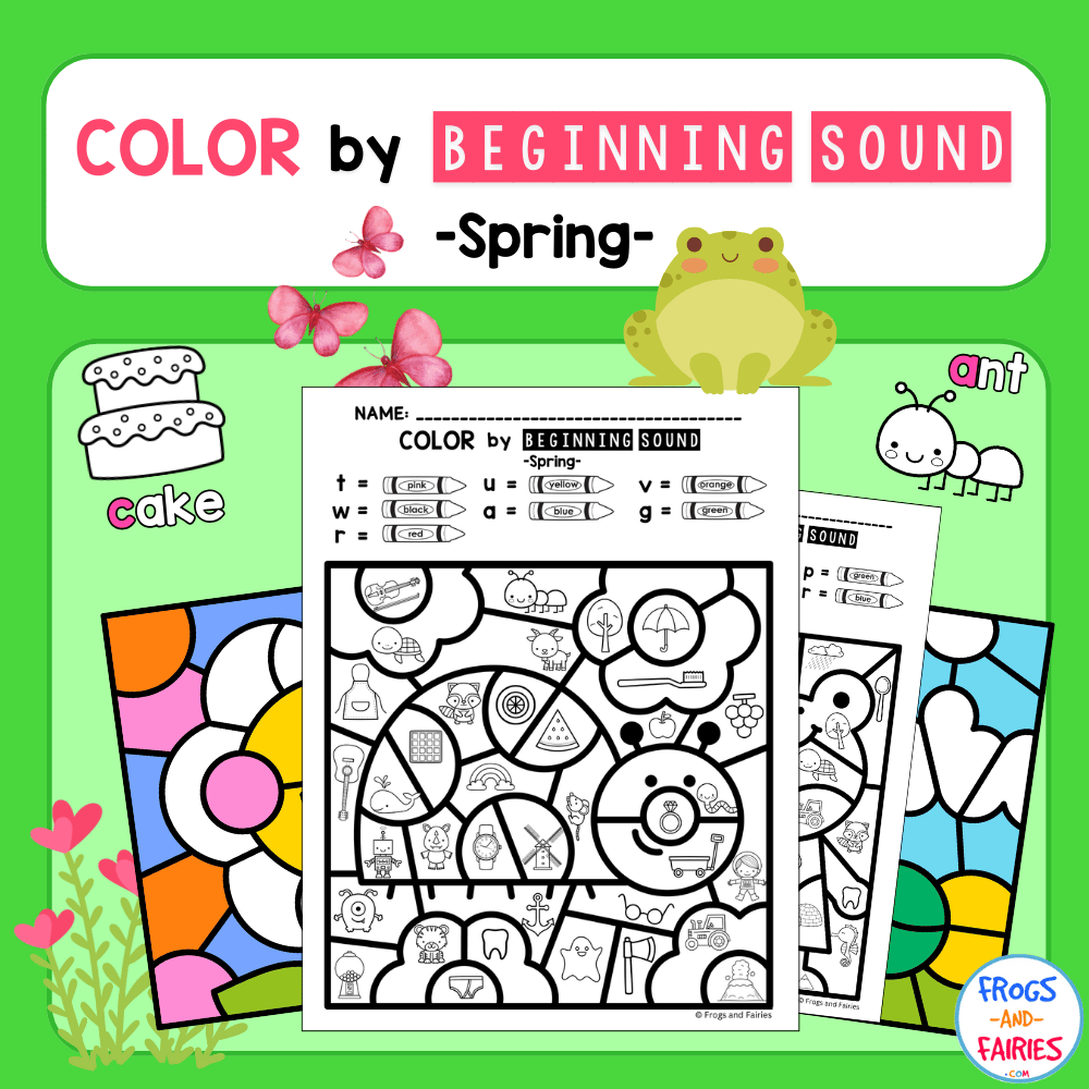 Spring Beginning Sounds Worksheets – Fun Phonics Practice with Color-by ...
