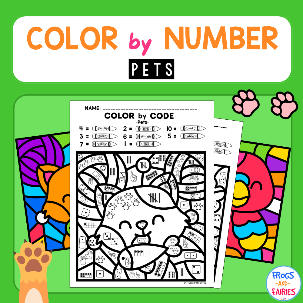 Pets Color by Code – Number Sense