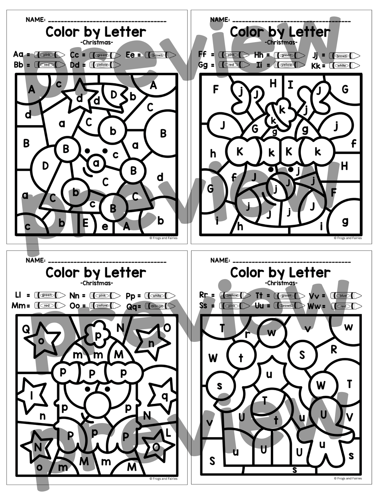 Christmas Color by Code Letter Recognition