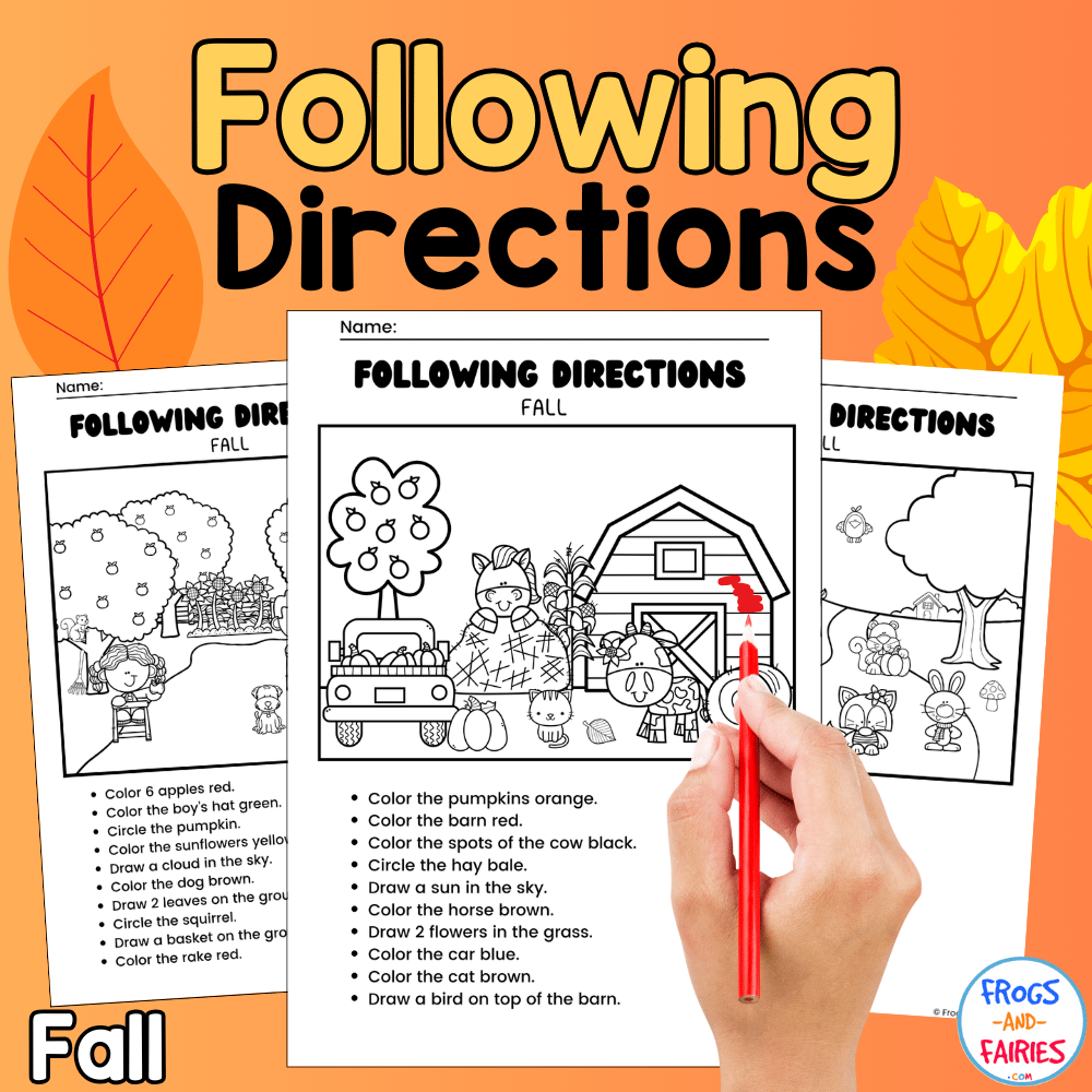 Fall Following Directions Worksheets: Listening and Reading Comprehension