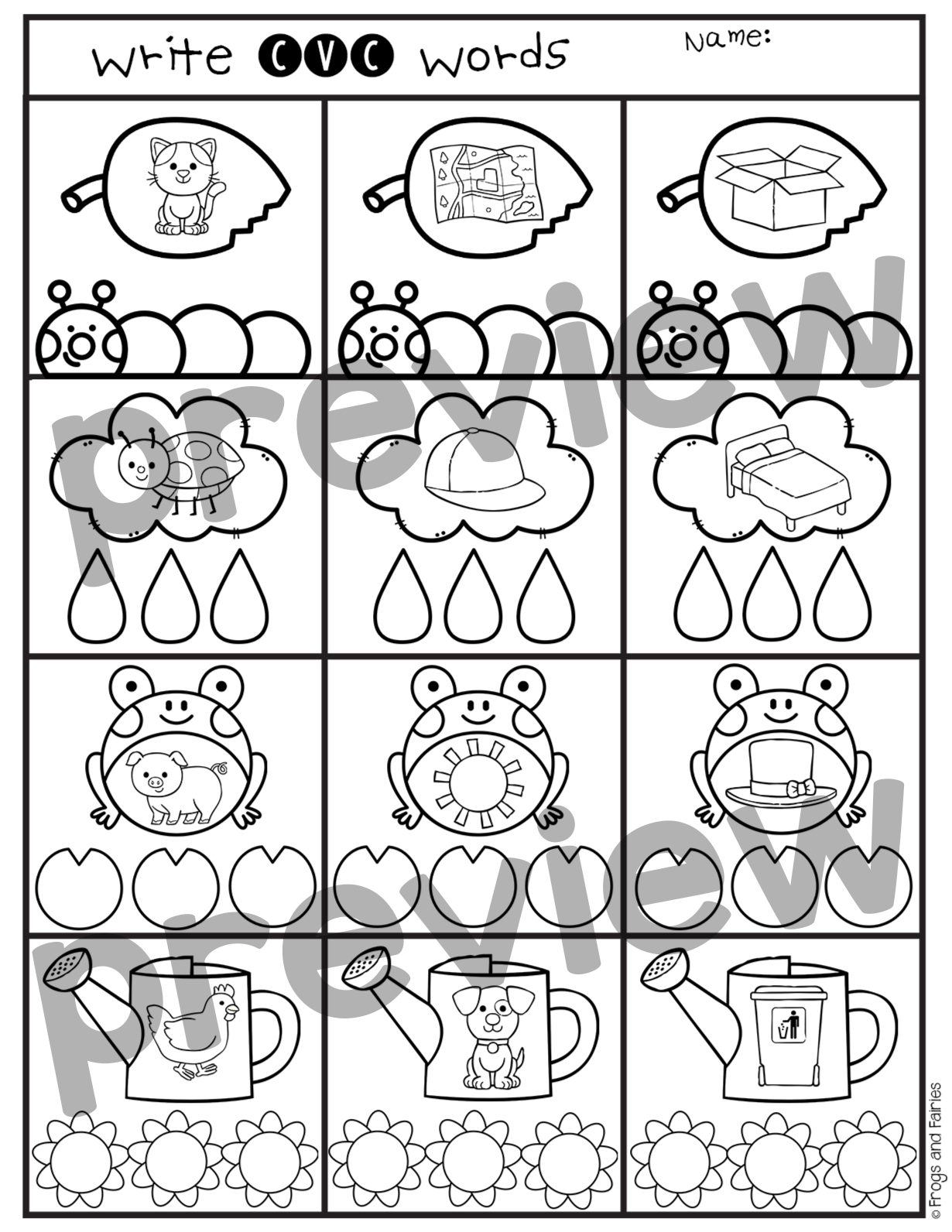 Spring CVC Word Writing Worksheets – No-Prep Phonics Practice