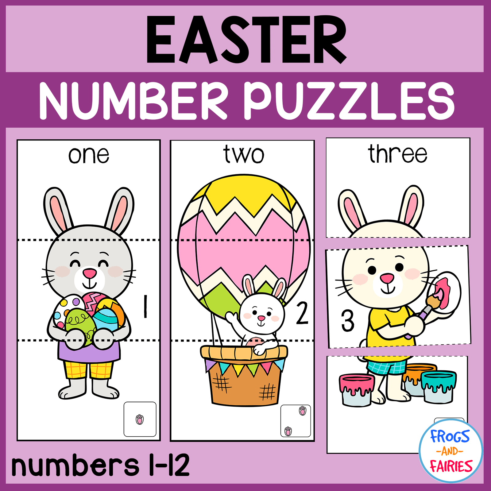 Easter Number Recognition Puzzles 1-12