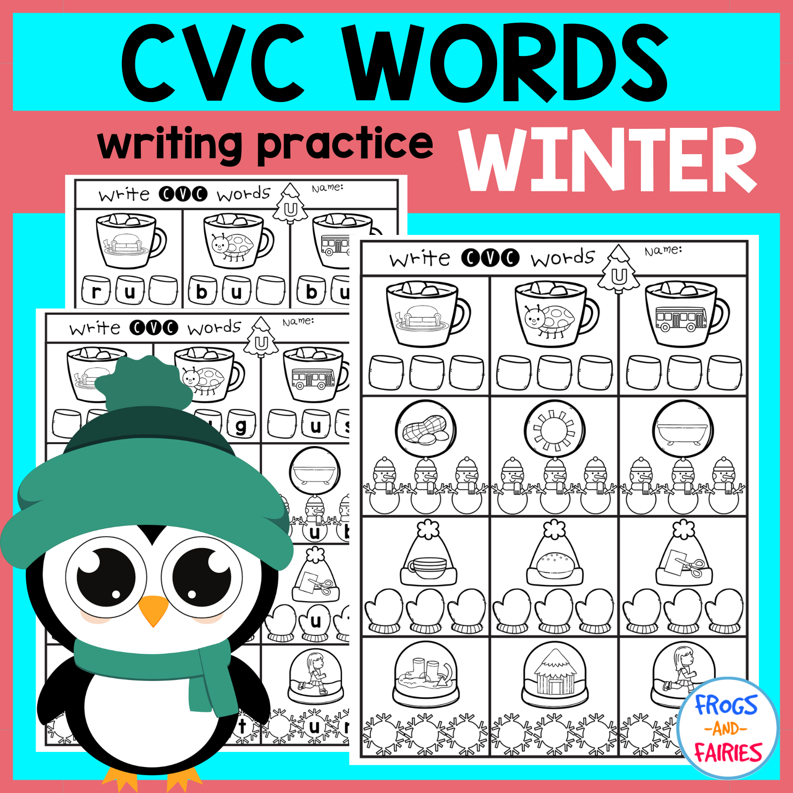Winter CVC Words Writing Practice