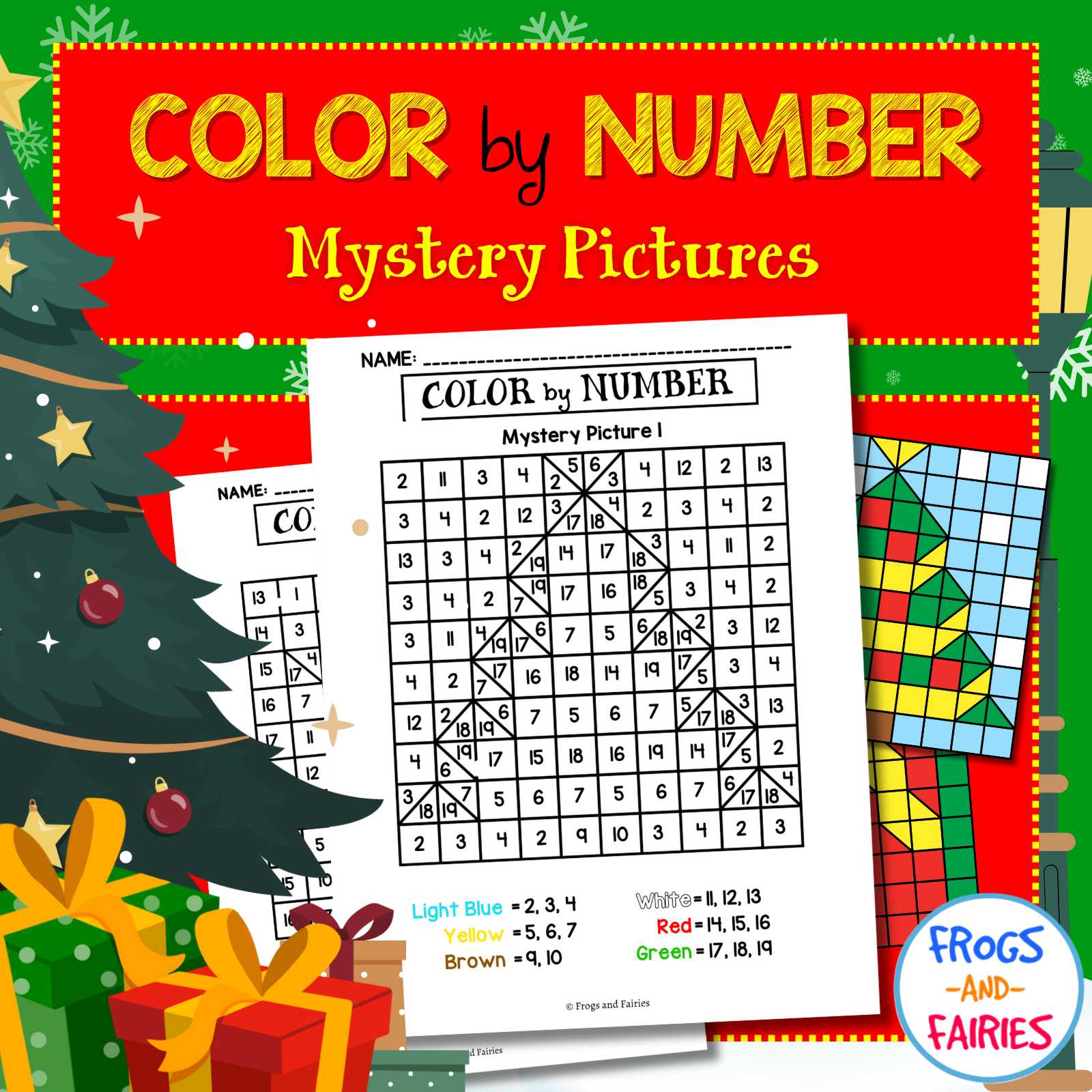 Christmas Color by Number Mystery Pictures