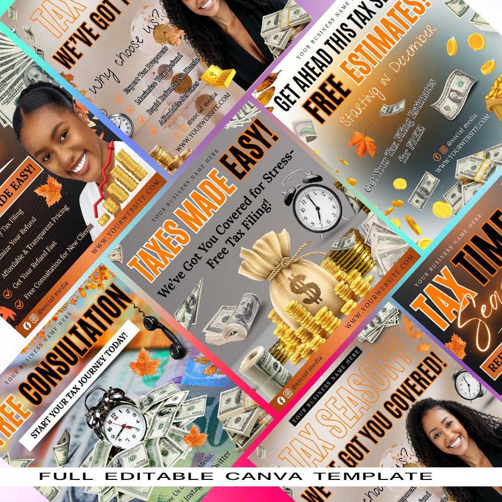 Tax Prep Bundle – Full Editable Canva Templates (15 Pages) | Tax ...