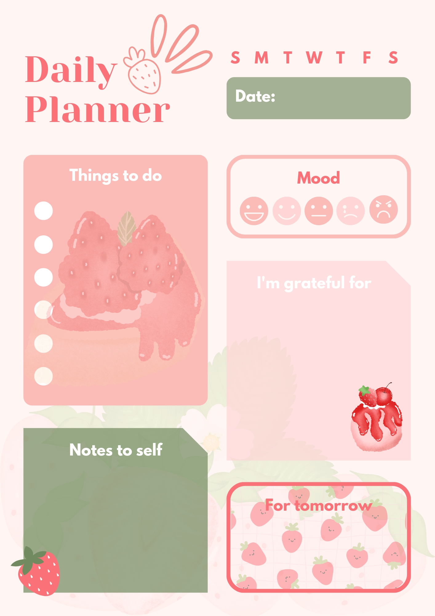 Strawberry Sweetness Daily Planner - Payhip