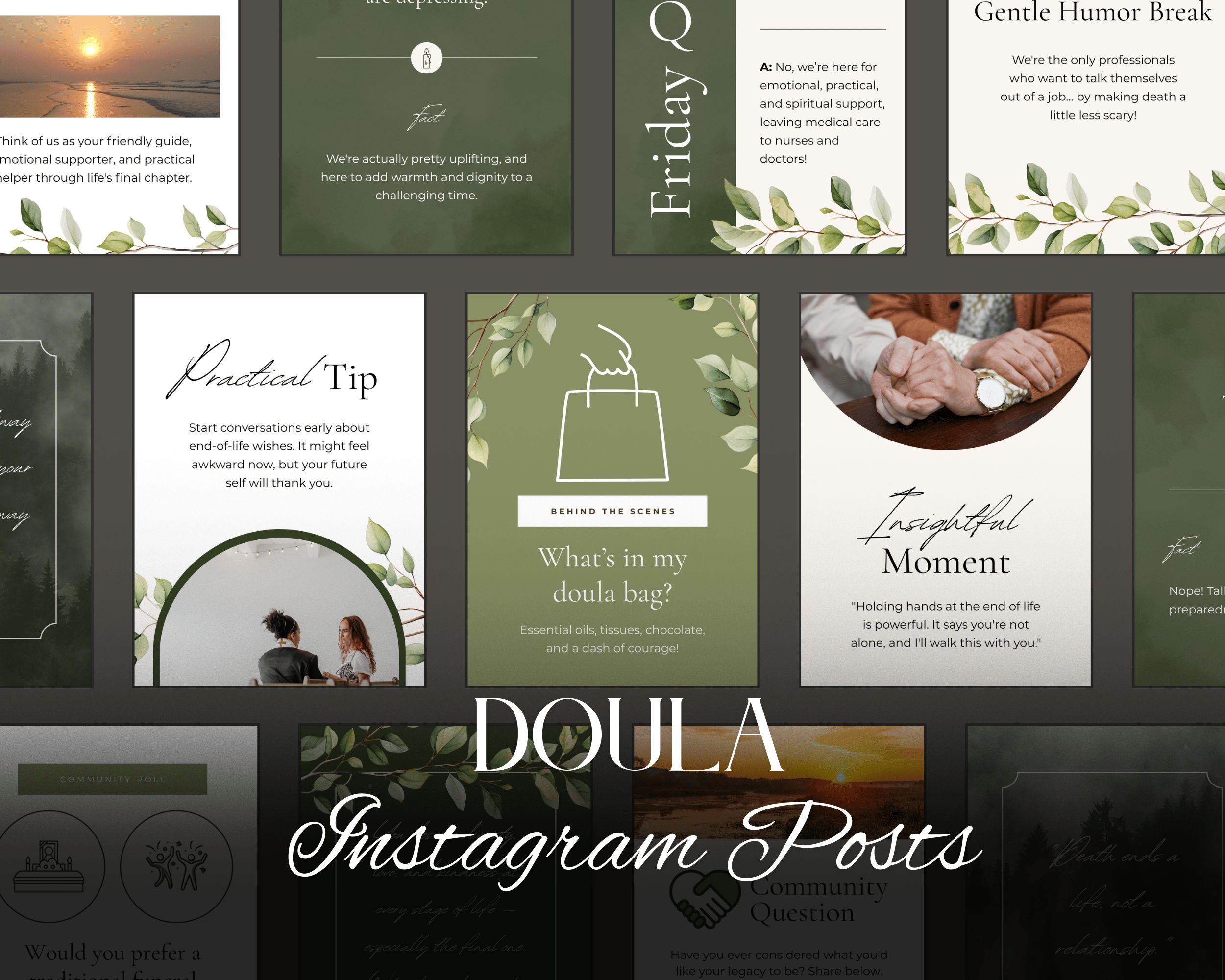 End-of-Life Doula Instagram Posts • 30 Canva Templates • Grief Support ...