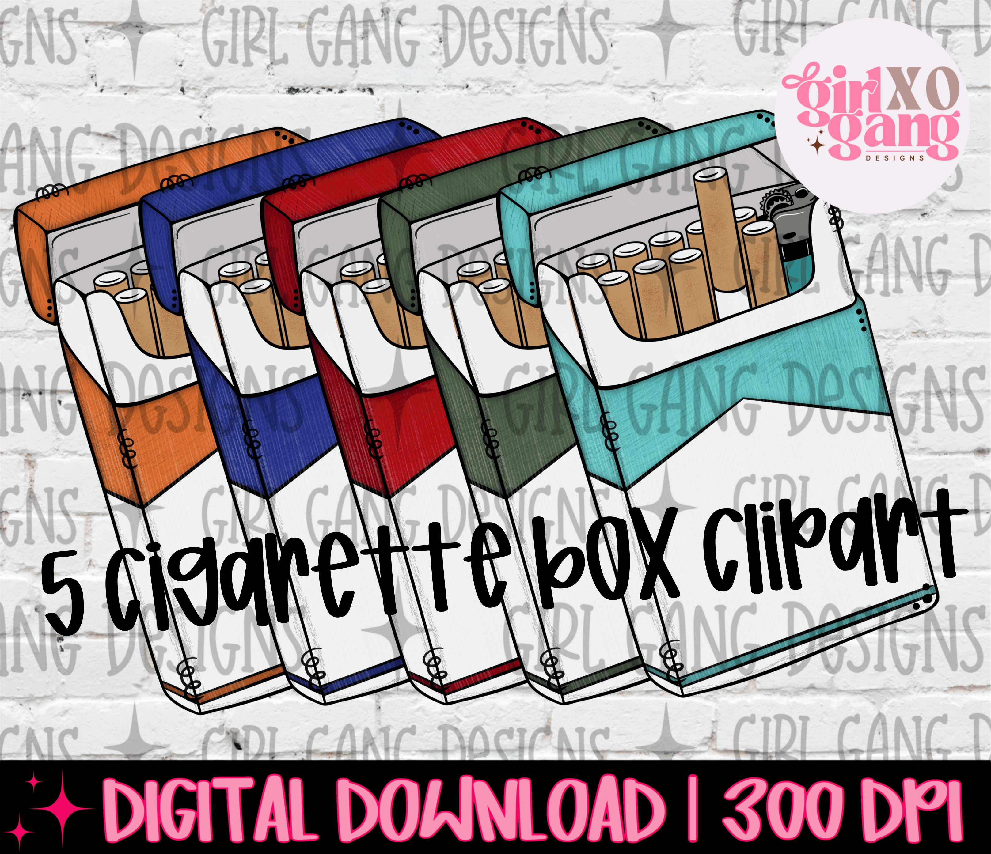 Cigarette clipart bundle 5 hand drawn png files , blank cigarettes ...