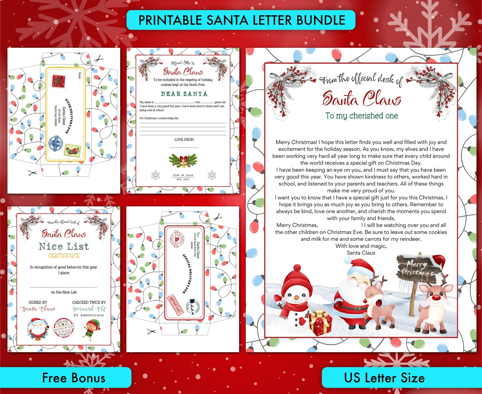 Letter from Santa Template, Printable Santa Letter, Christmas Letter ...