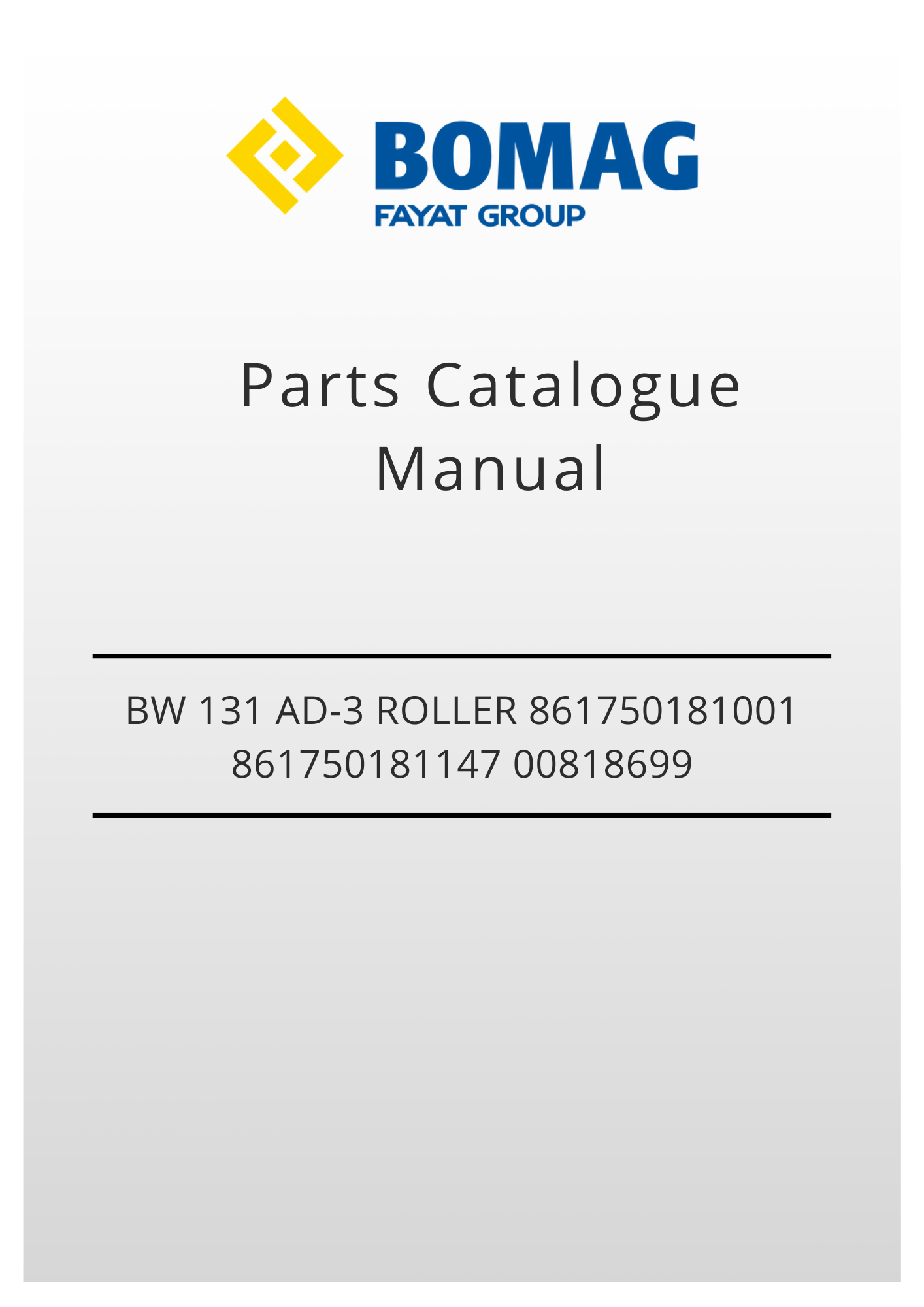 BOMAG Bw 131 Ad-3 Tandem Vibratory Roller 861750181001 861750181147 ...