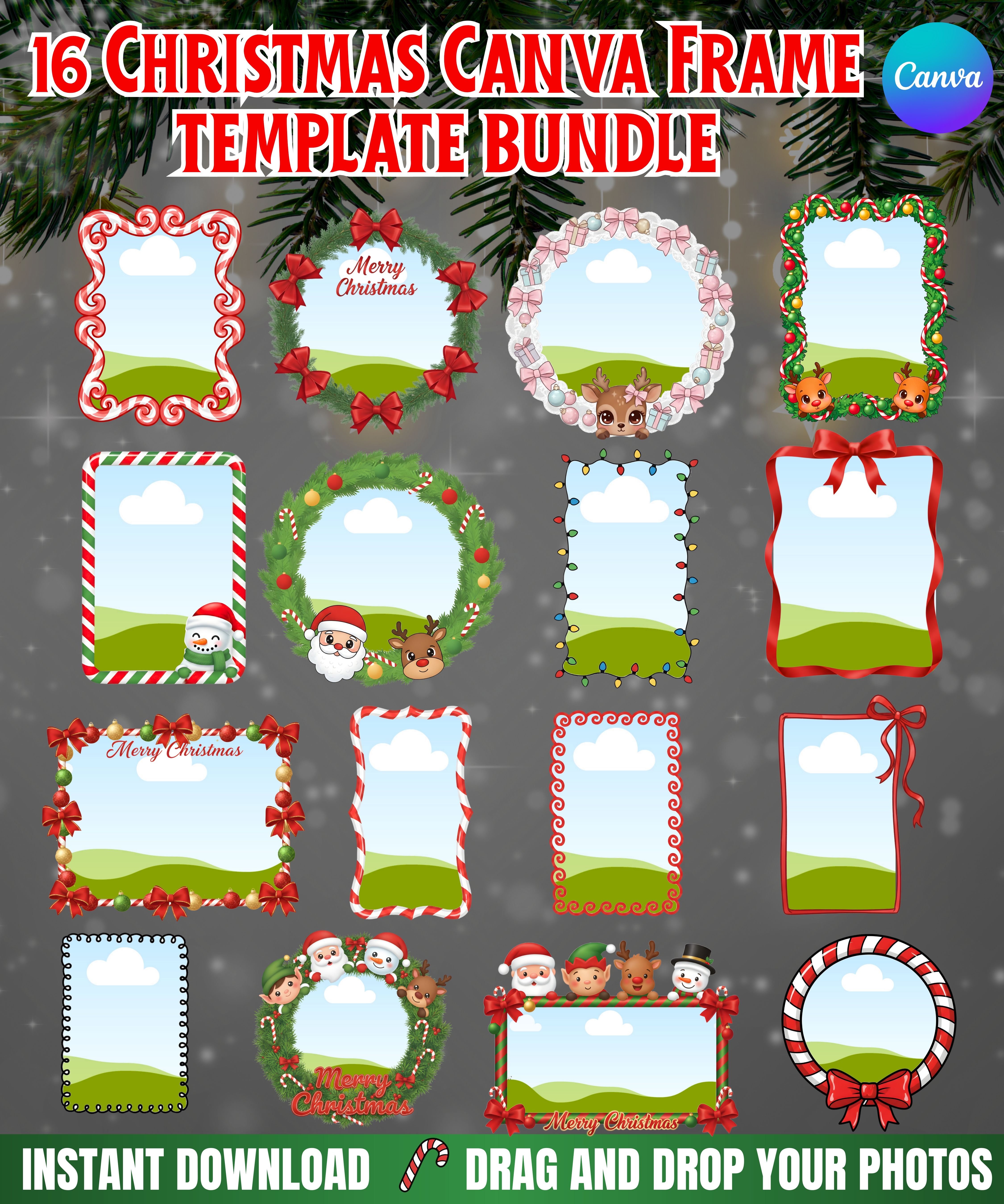 Christmas Canva Frame Pack | 16 Editable Holiday Templates - Payhip