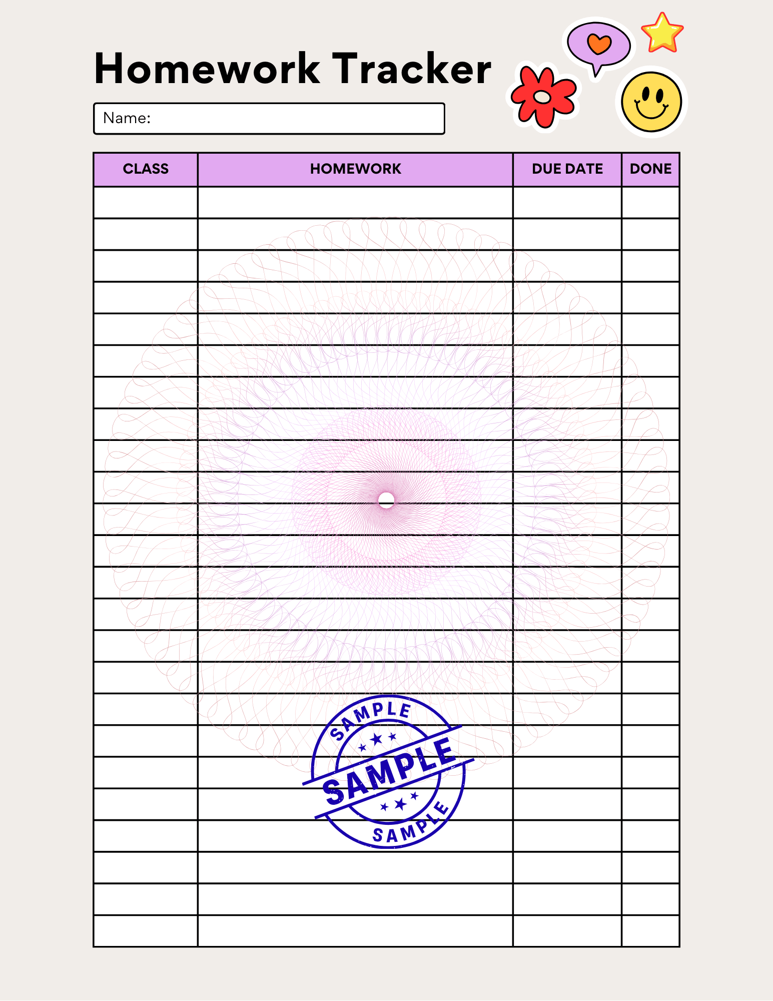 Homework Tracker - Digital Set of 3 - Payhip