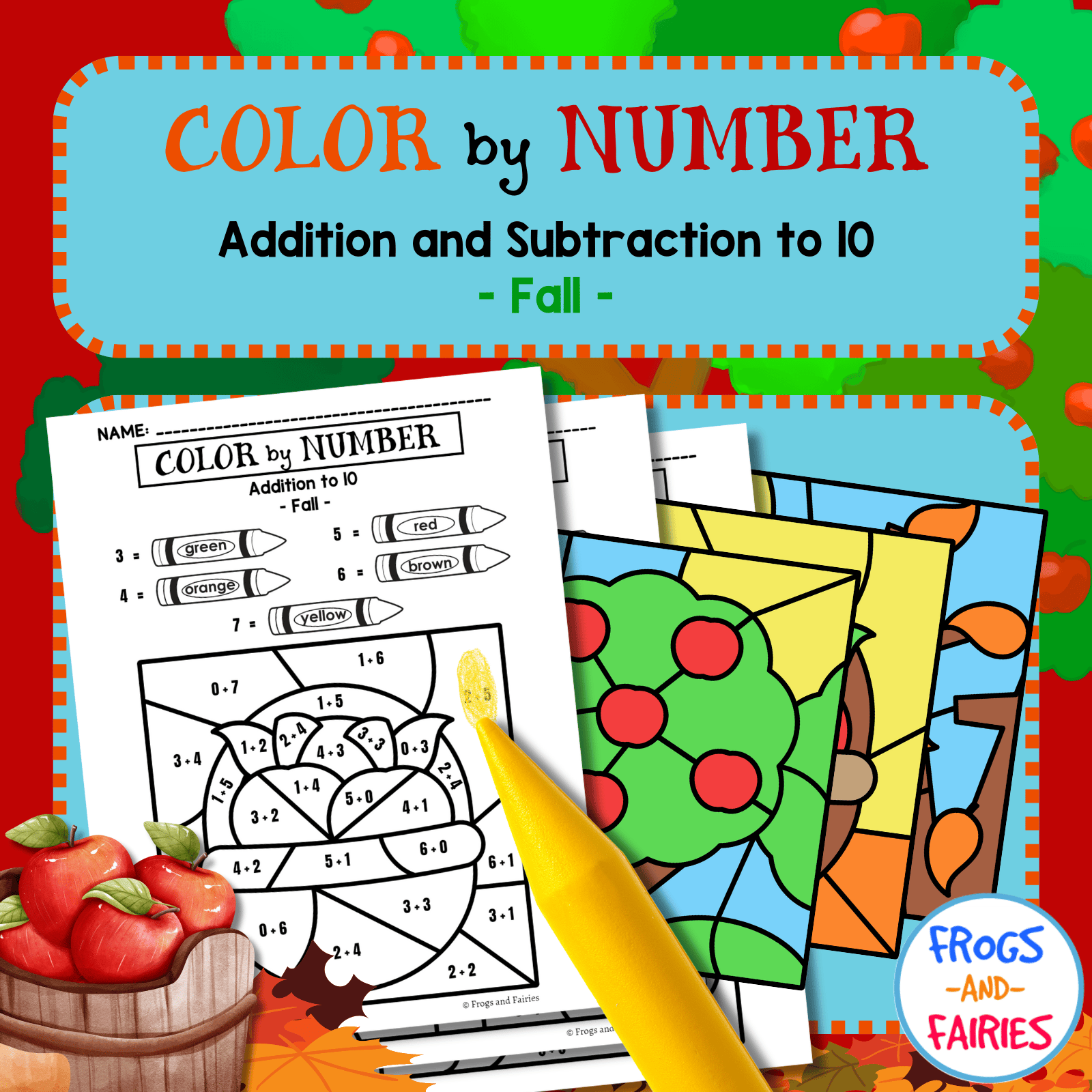 Fall Color by Addition and Subtraction to 10